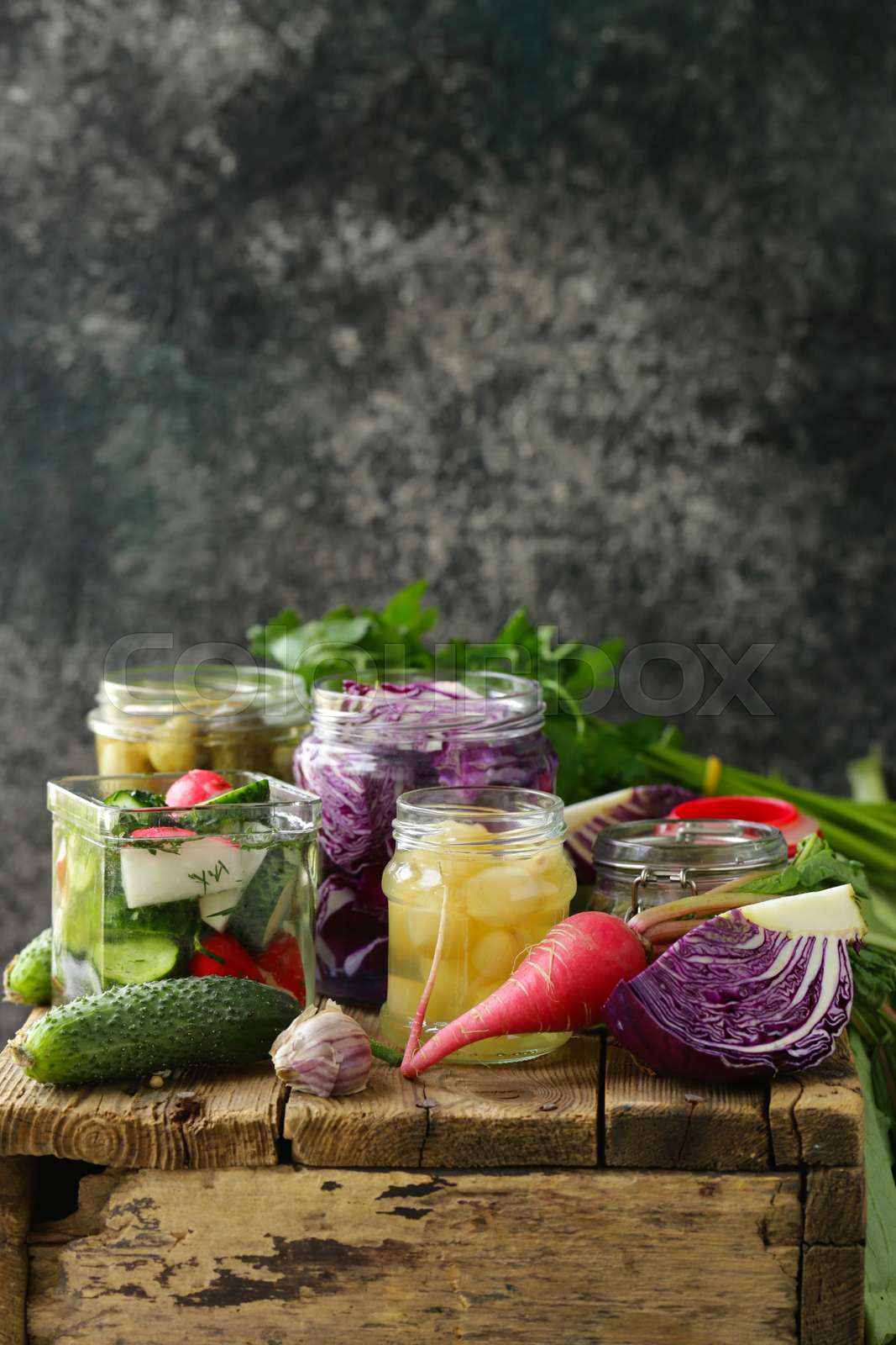 pickled vegetables, probiotic and fermentation | Stock image | Colourbox