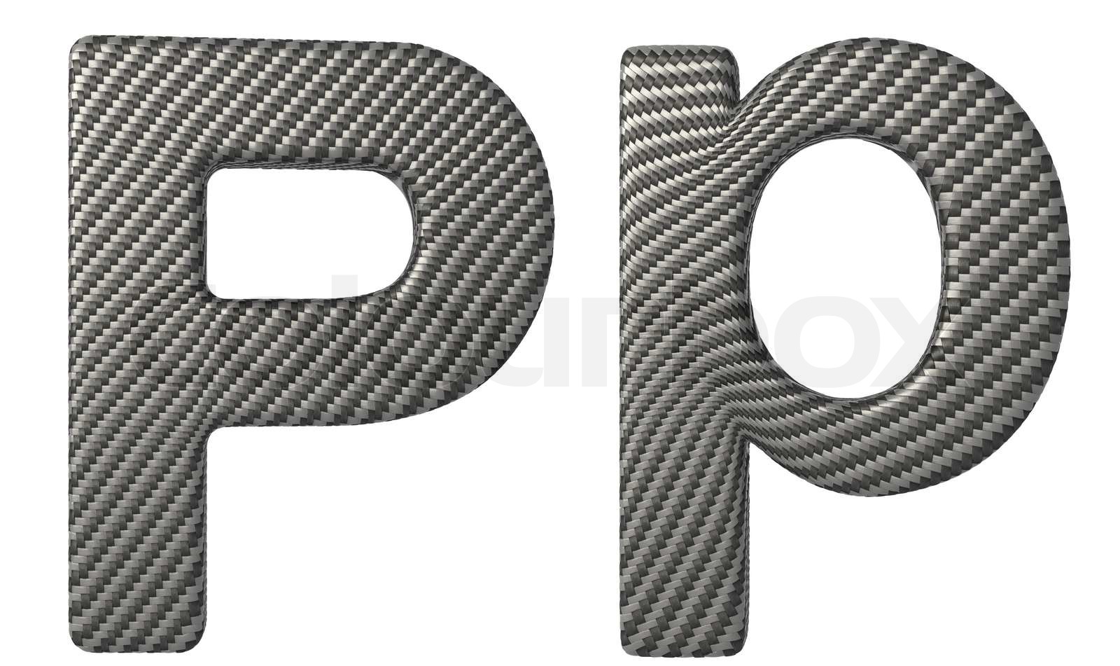 Carbon fiber font P lowercase and capital letters | Stock image | Colourbox