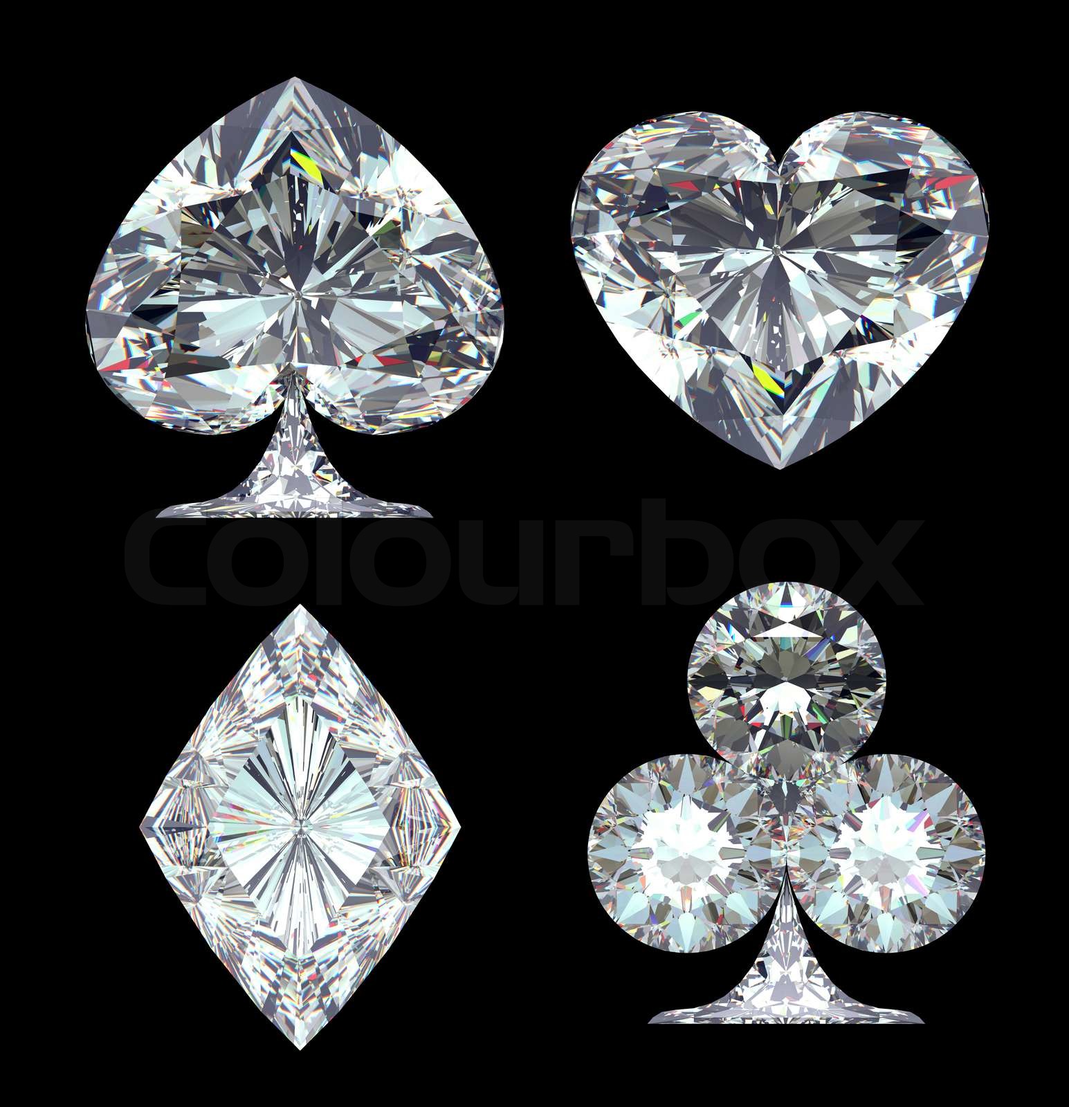 Diamond Card Suits isolated over black | Stock image | Colourbox