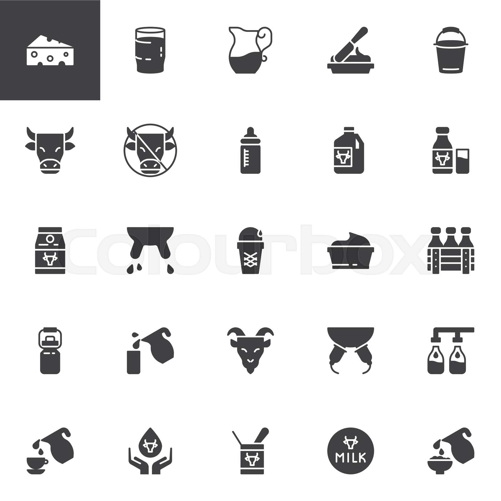 Milk and dairy production vector icons set | Stock vector | Colourbox