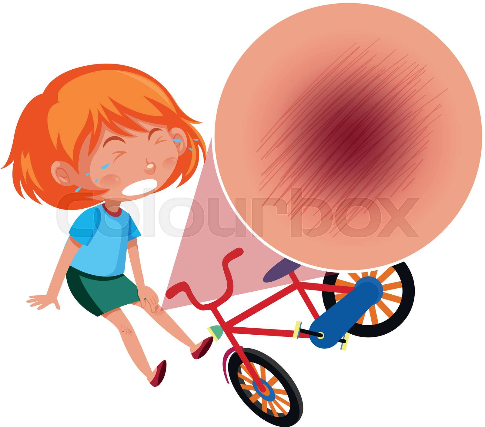 A girl falling off the bike | Stock vector | Colourbox