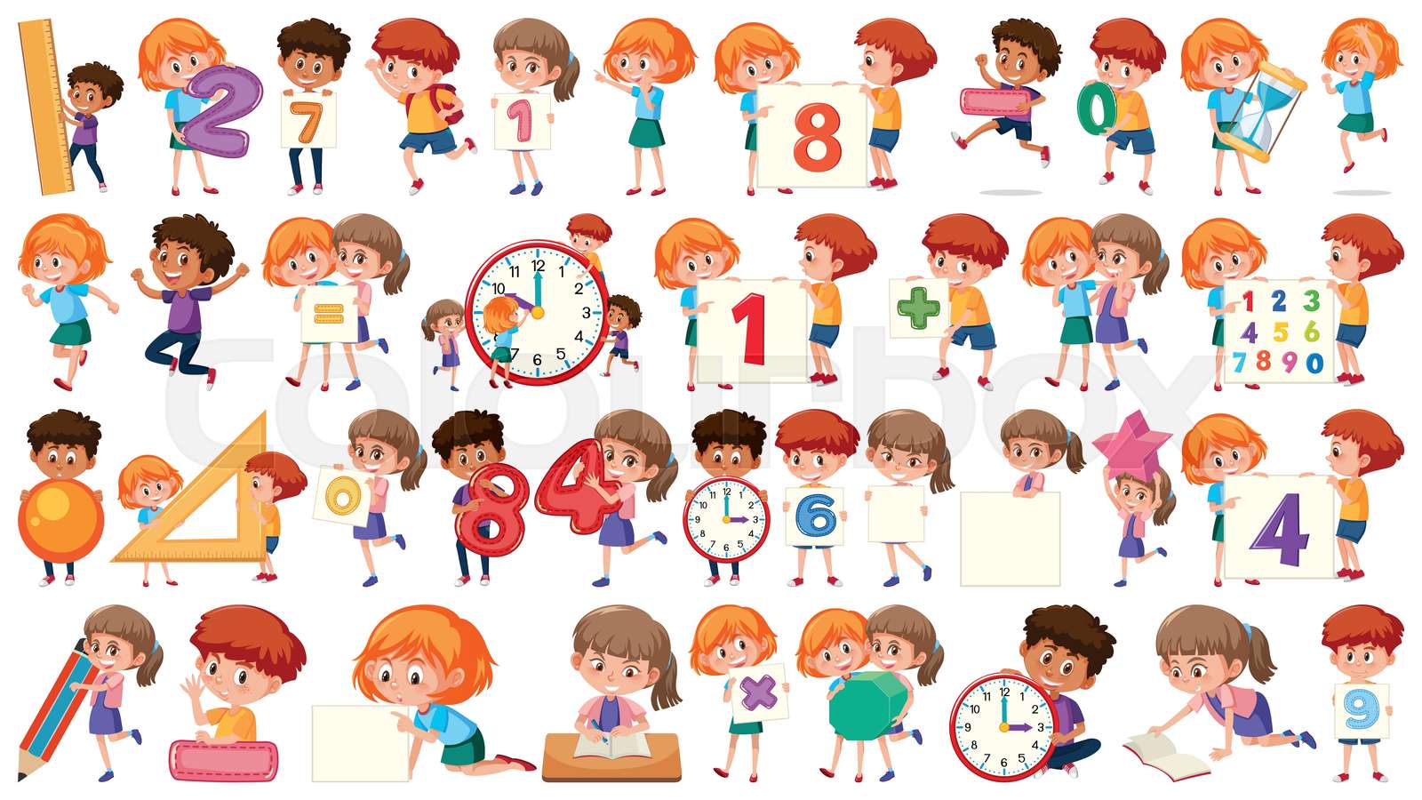 Set of math children | Stock vector | Colourbox
