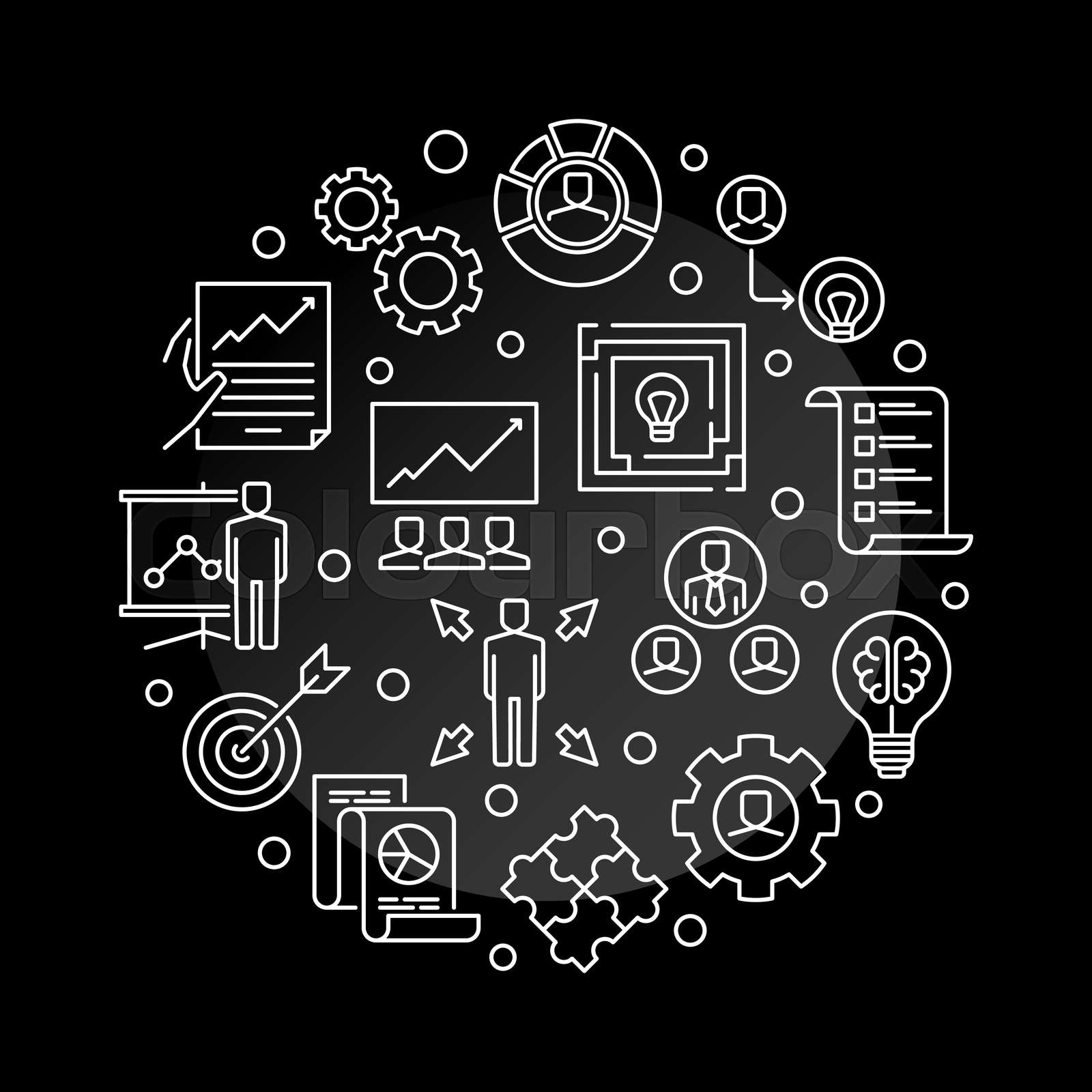 Business Strategy vector concept outline round illustration | Stock ...