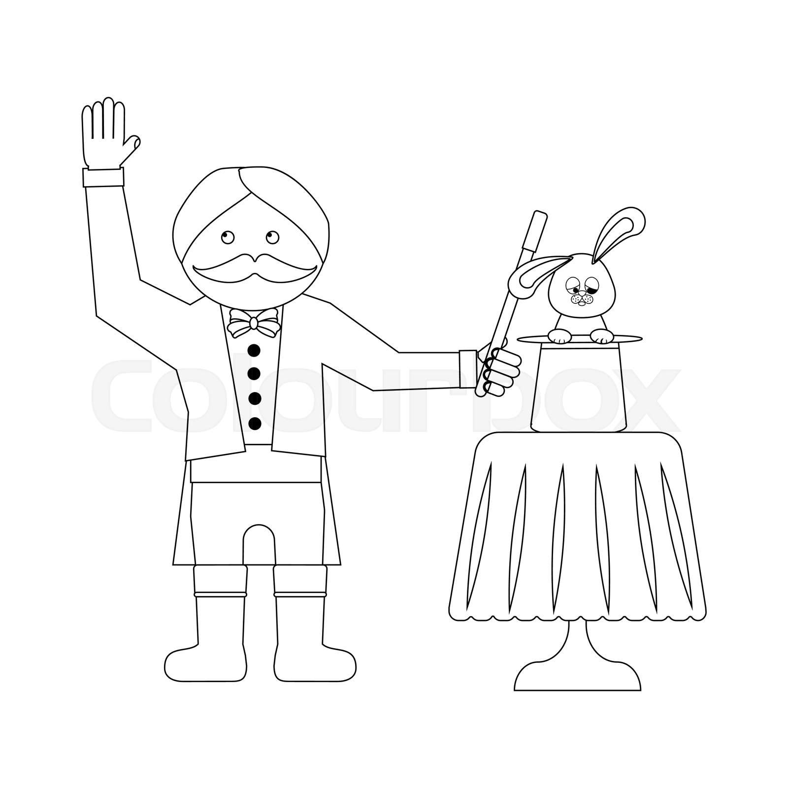 Magician with rabbit outline | Stock vector | Colourbox