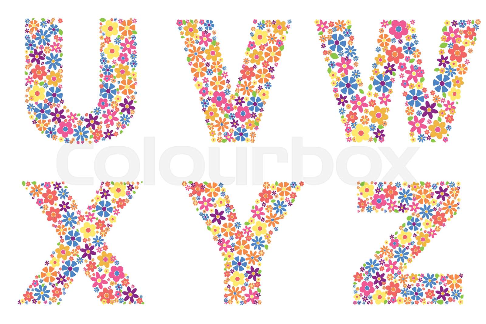 Letter shapes filled with flowers | Stock vector | Colourbox