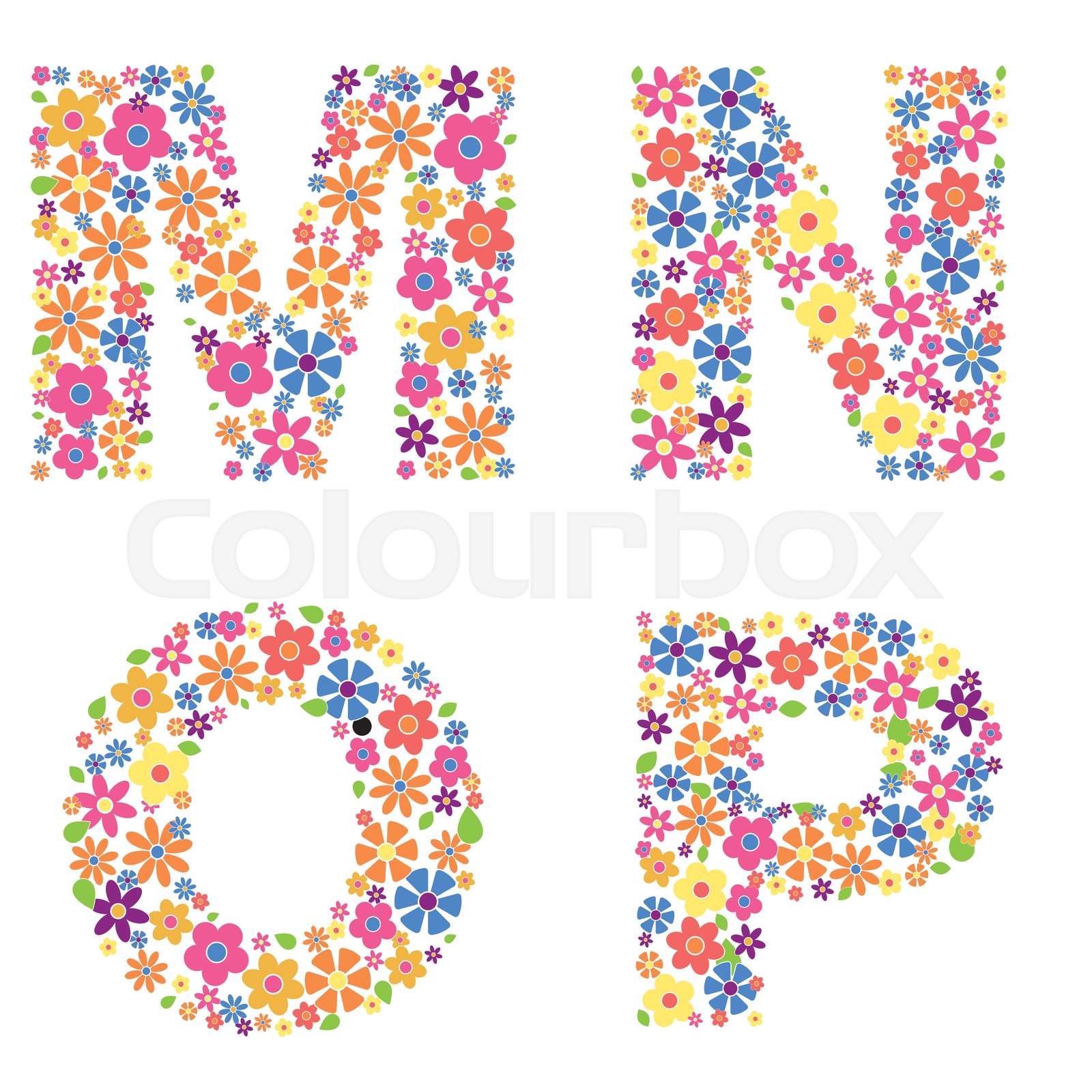 Letter shapes filled with flowers | Stock vector | Colourbox