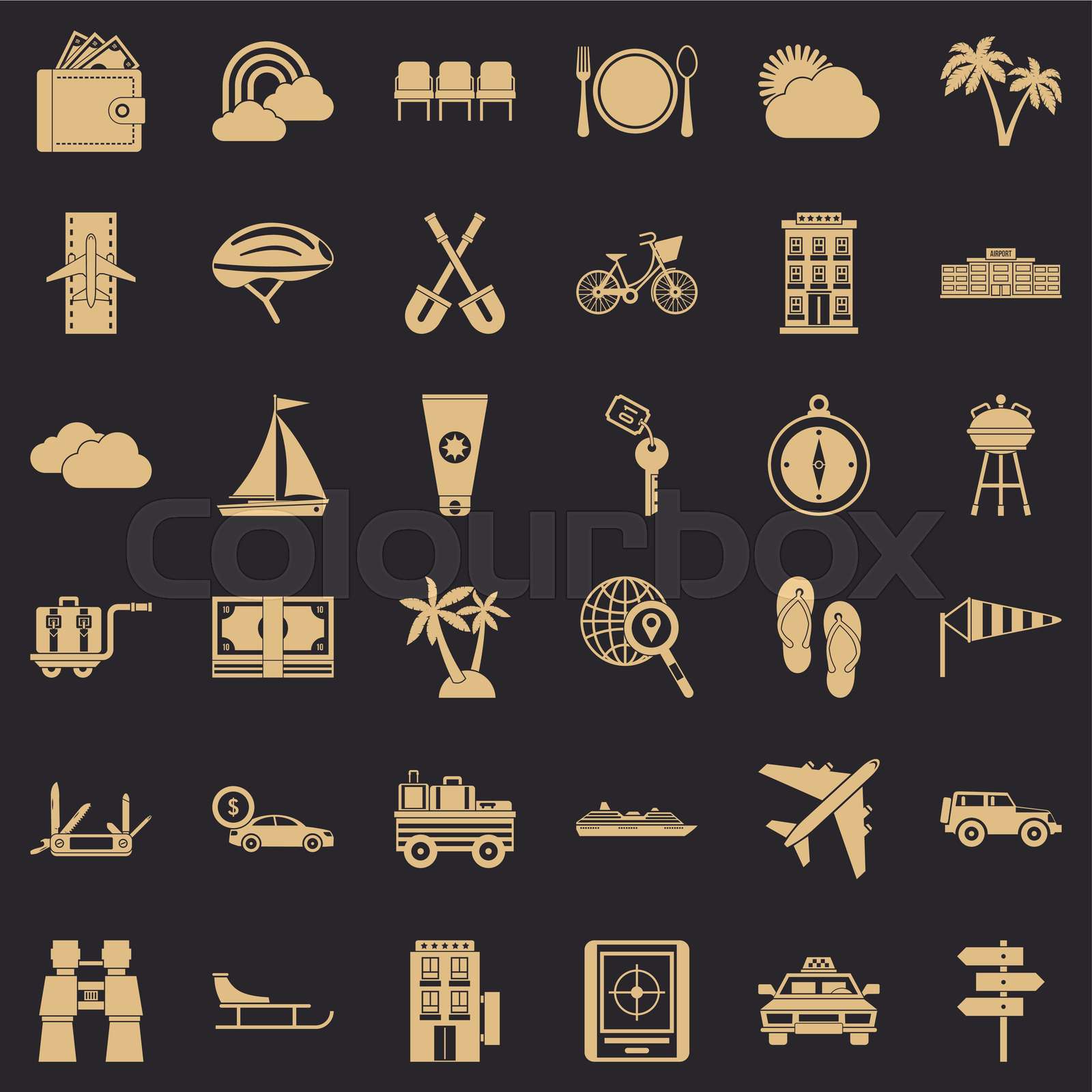 Transportation icons set, simple style | Stock vector | Colourbox