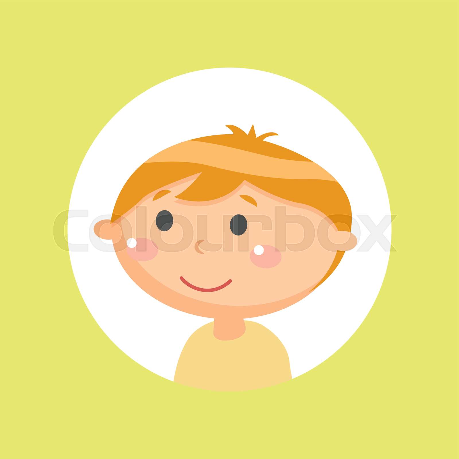 Kid Glossy Face on Yellow, Little Person Vector | Stock vector | Colourbox