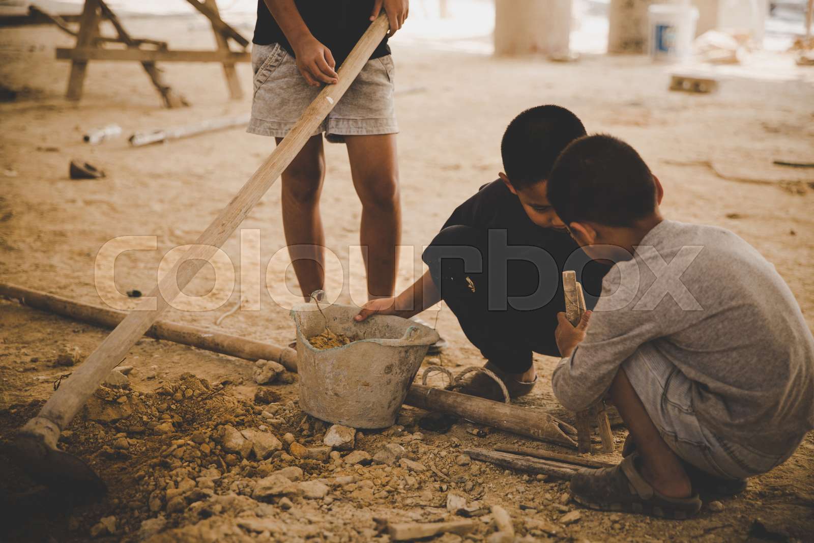 Against child labor, Poor children, construction work, labor work in ...