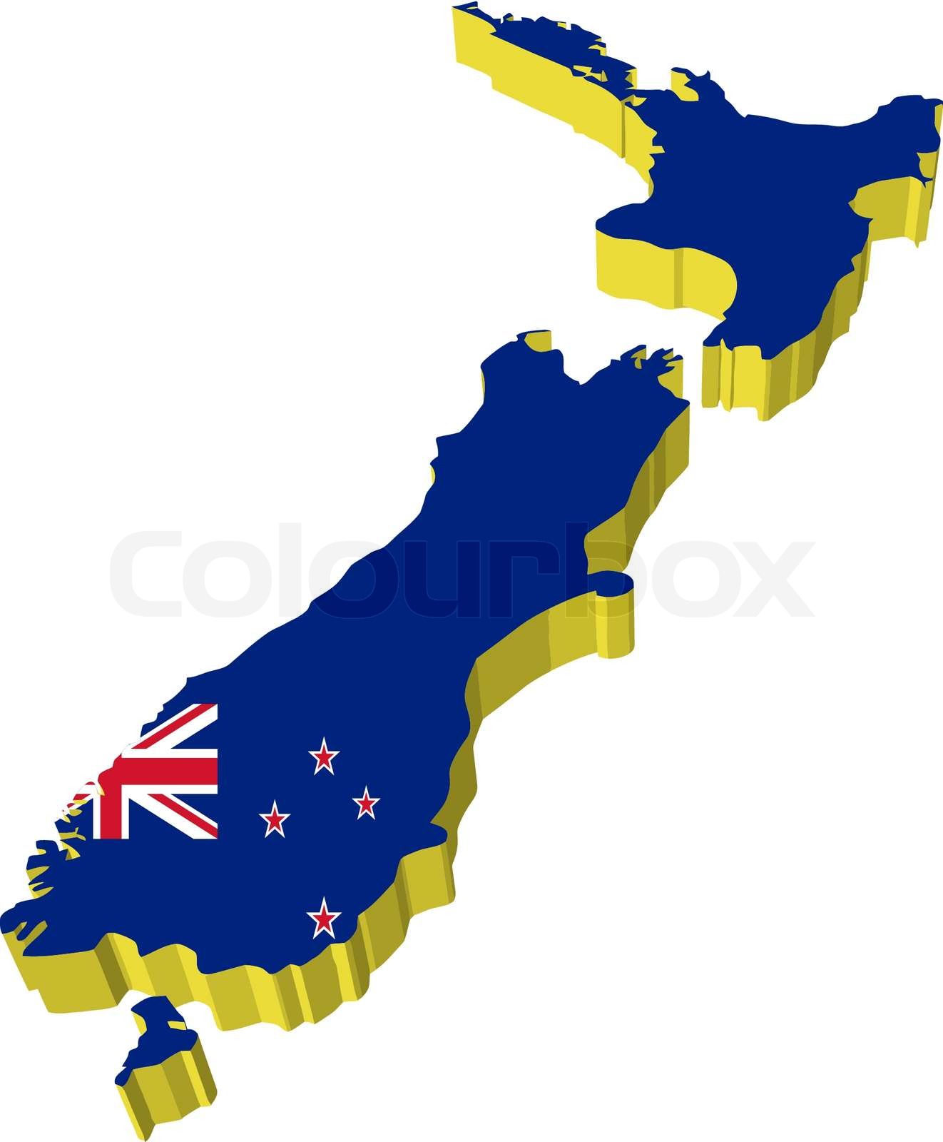vectors 3D map of New Zealand | Stock vector | Colourbox