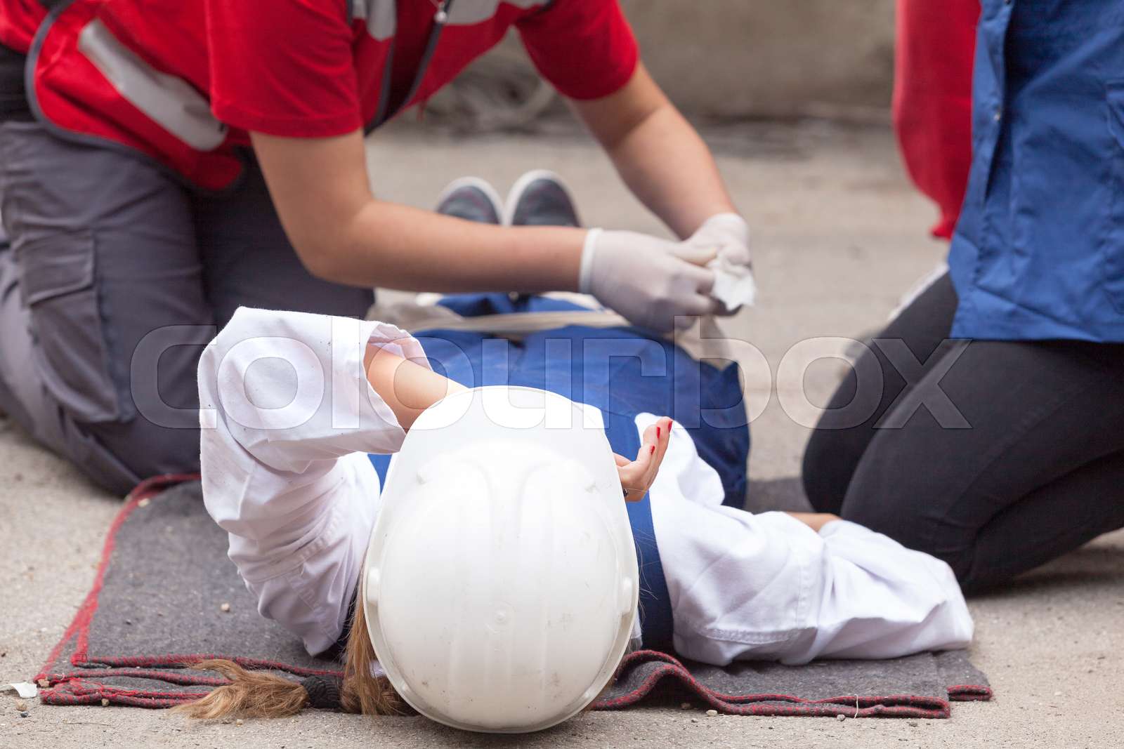 First aid after work accident | Stock image | Colourbox