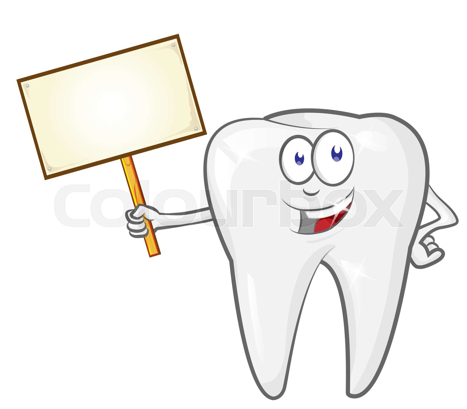 cartoon tooth with signboard, clip art vector illustration | Stock ...