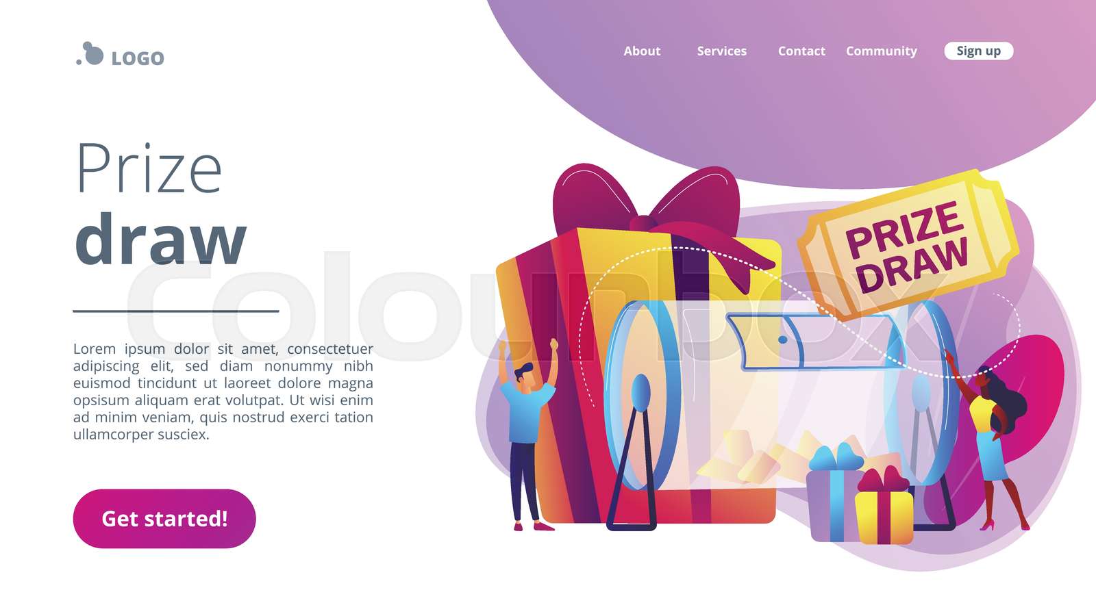 Prize draw concept landing page. | Stock vector | Colourbox