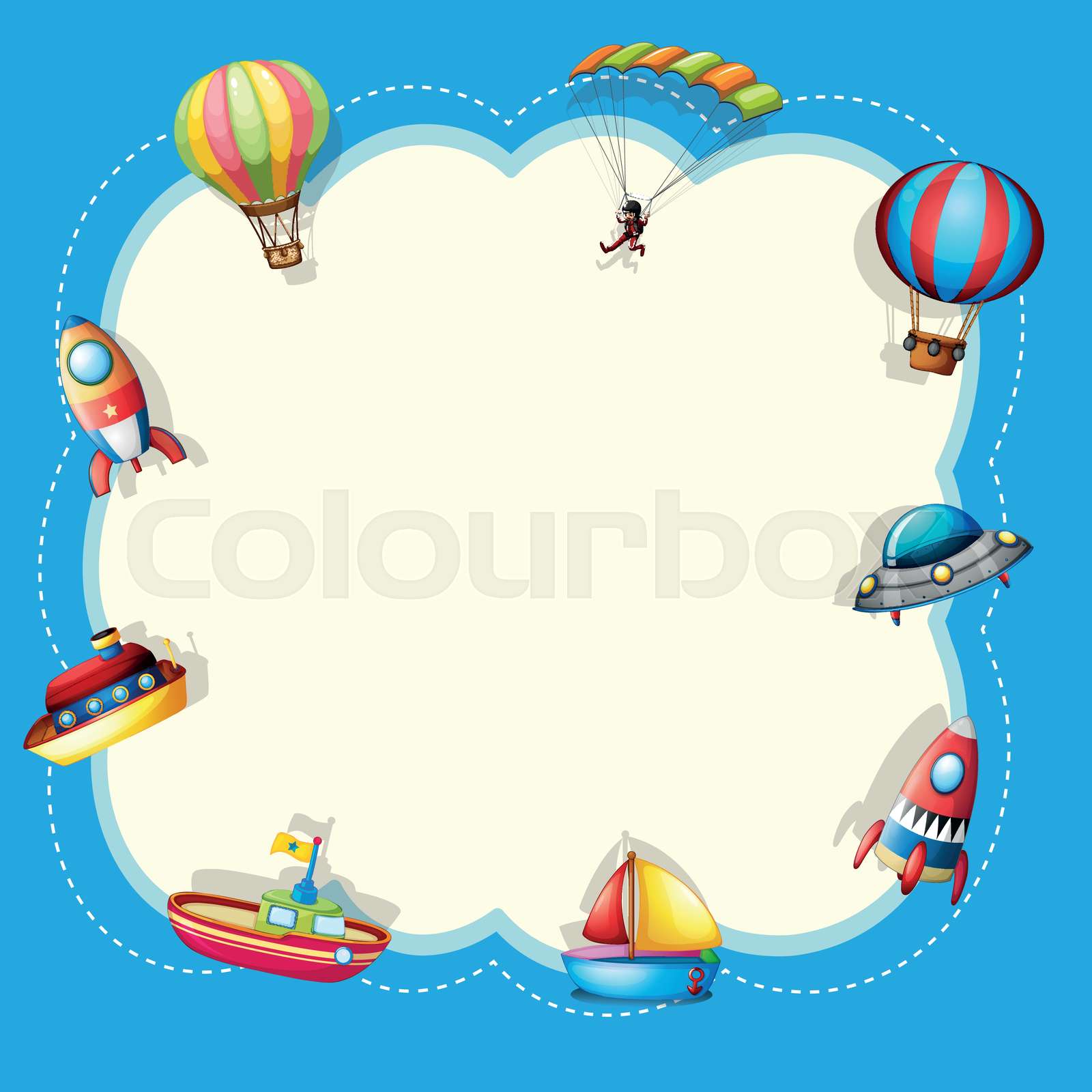 Children toys on cute frame | Stock vector | Colourbox