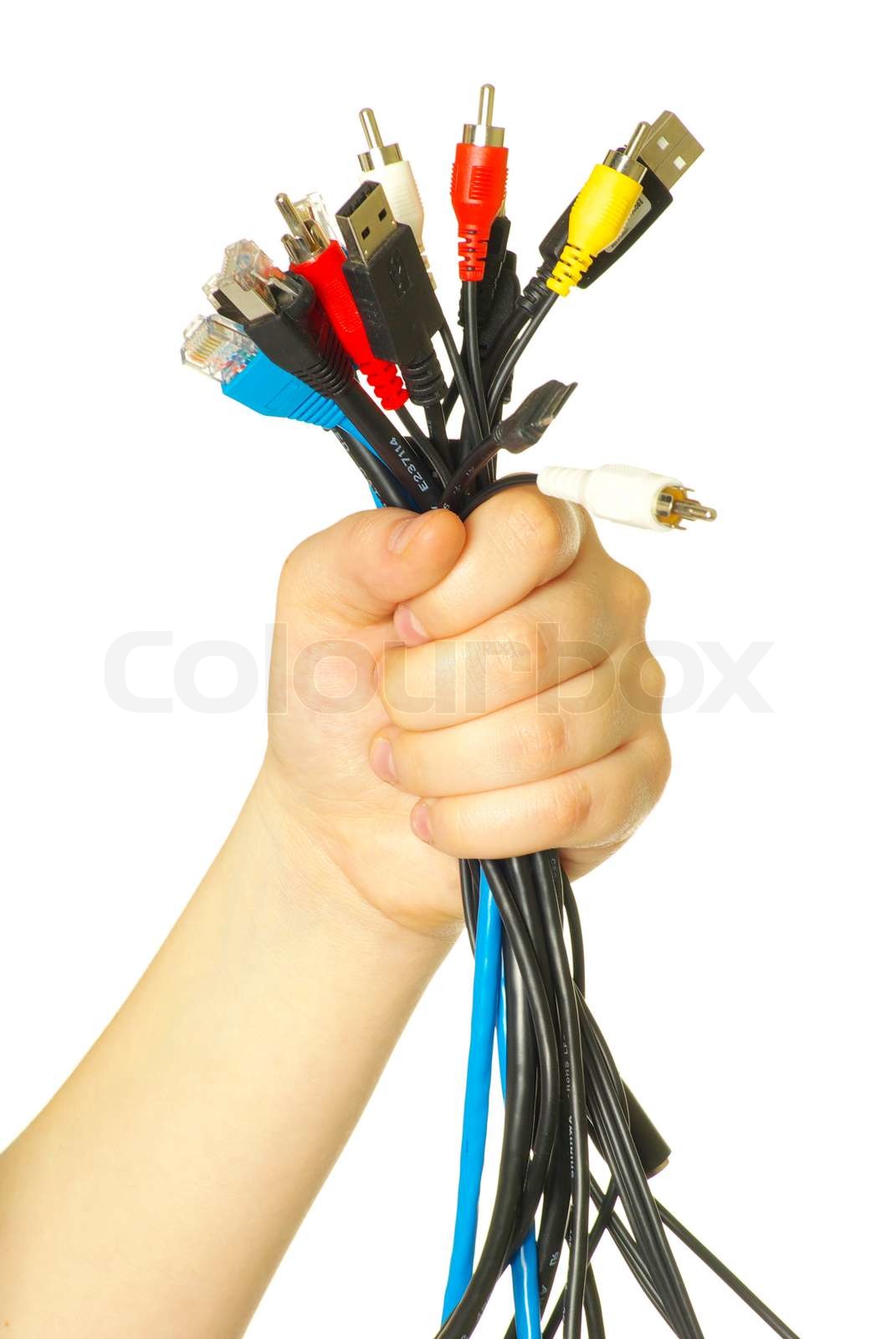 cables in hand | Stock image | Colourbox