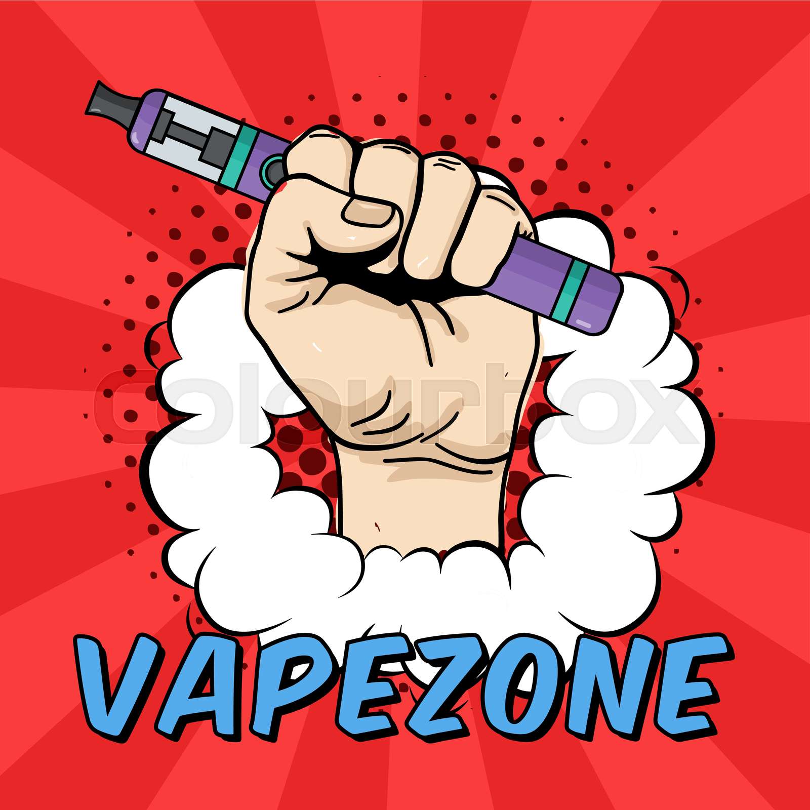 Vector vape zone illustration with hand holding electric tool for ...