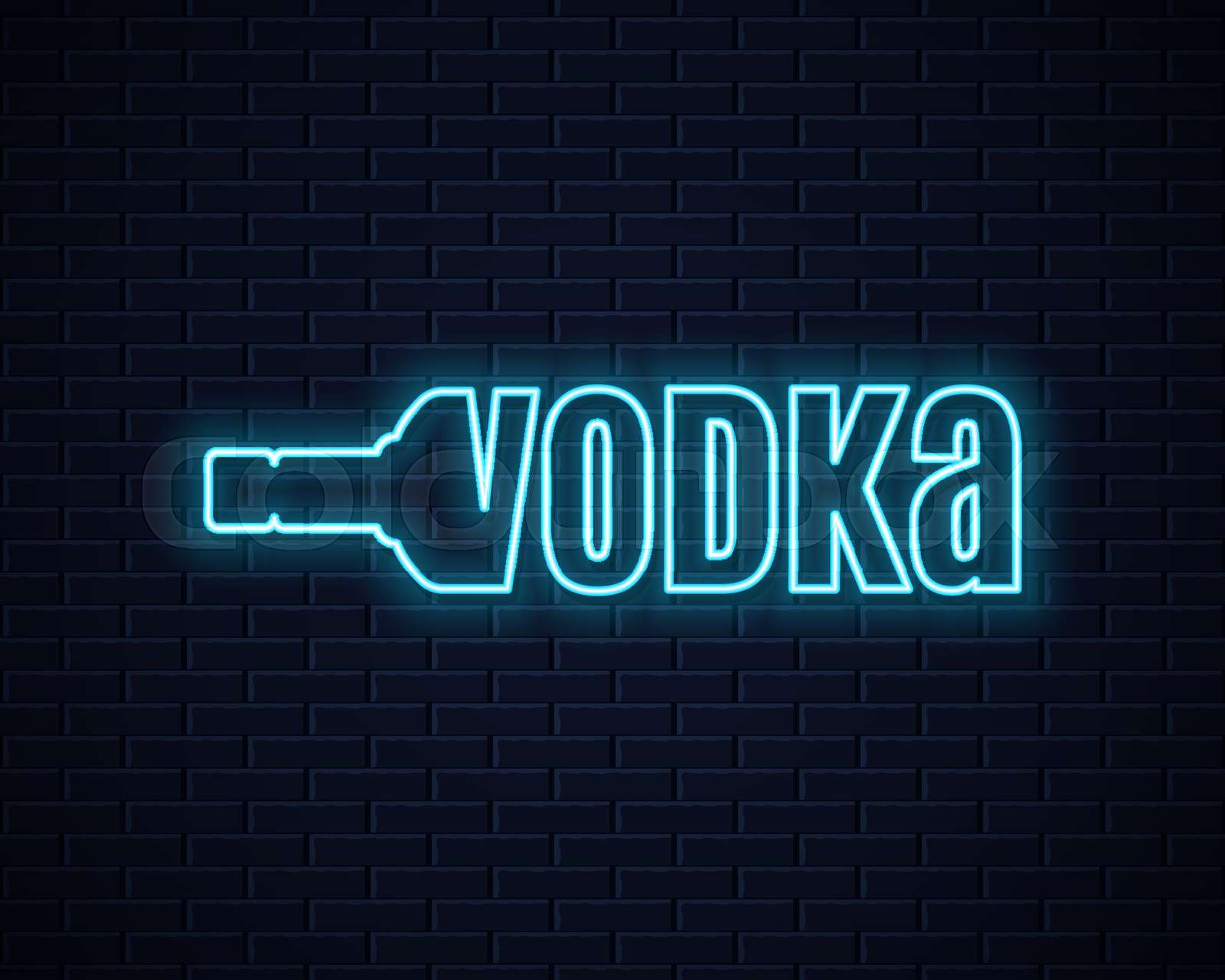 Vodka bottle neon sign. Lettering sign of vodka | Stock vector | Colourbox