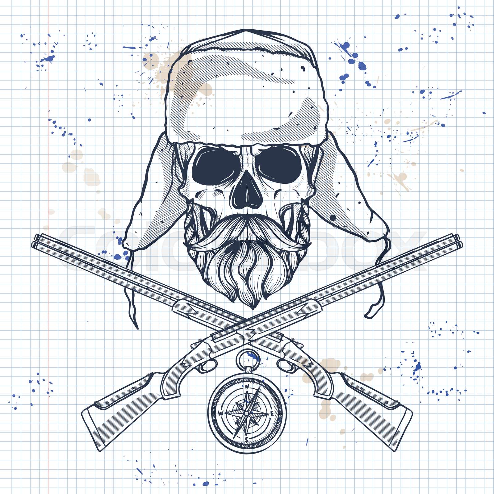 Hand drawn hunter skull | Stock vector | Colourbox