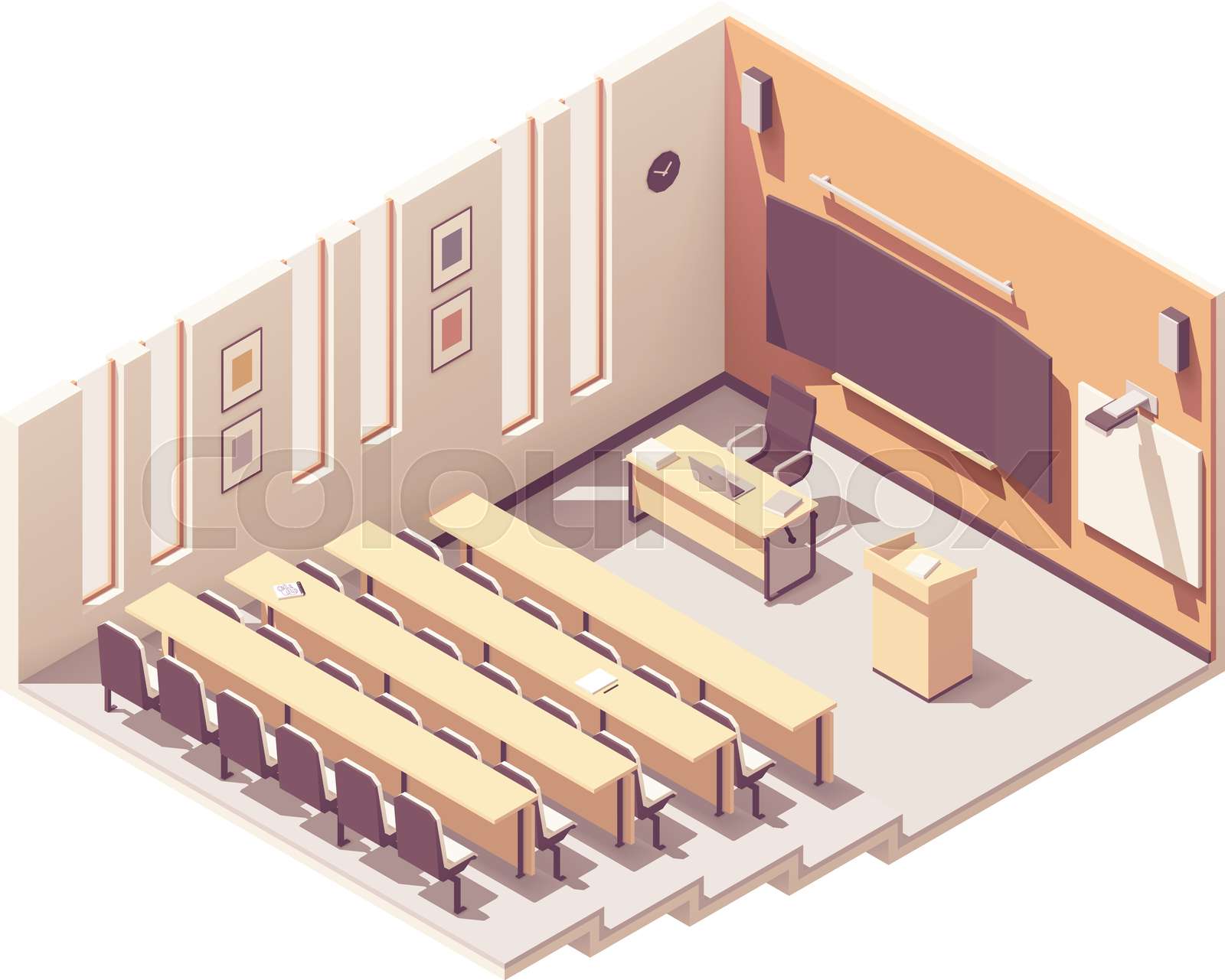 Vector isometric university lecture hall | Stock vector | Colourbox