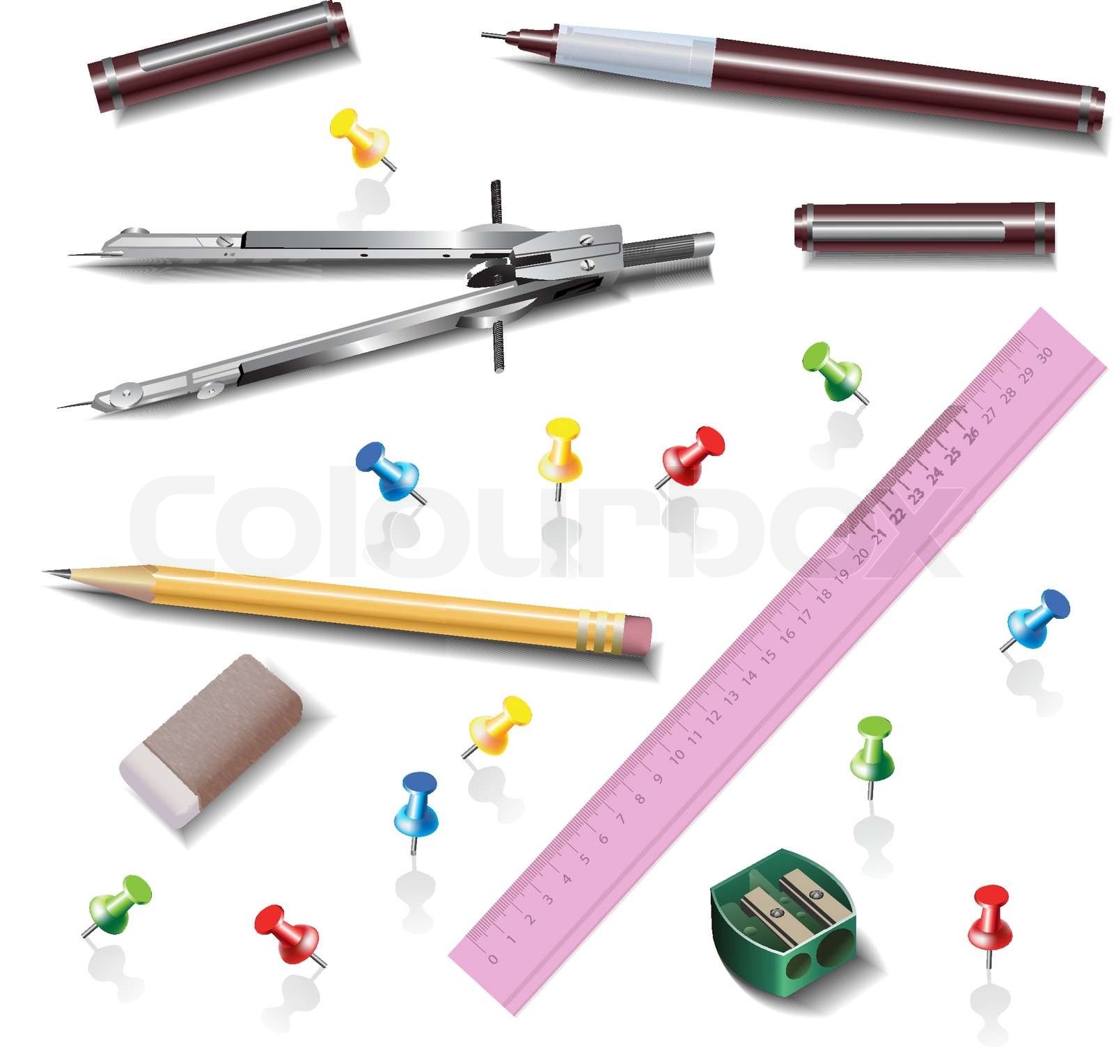 Architecture - drawing tools, isolated on white. Vector clip-art ...