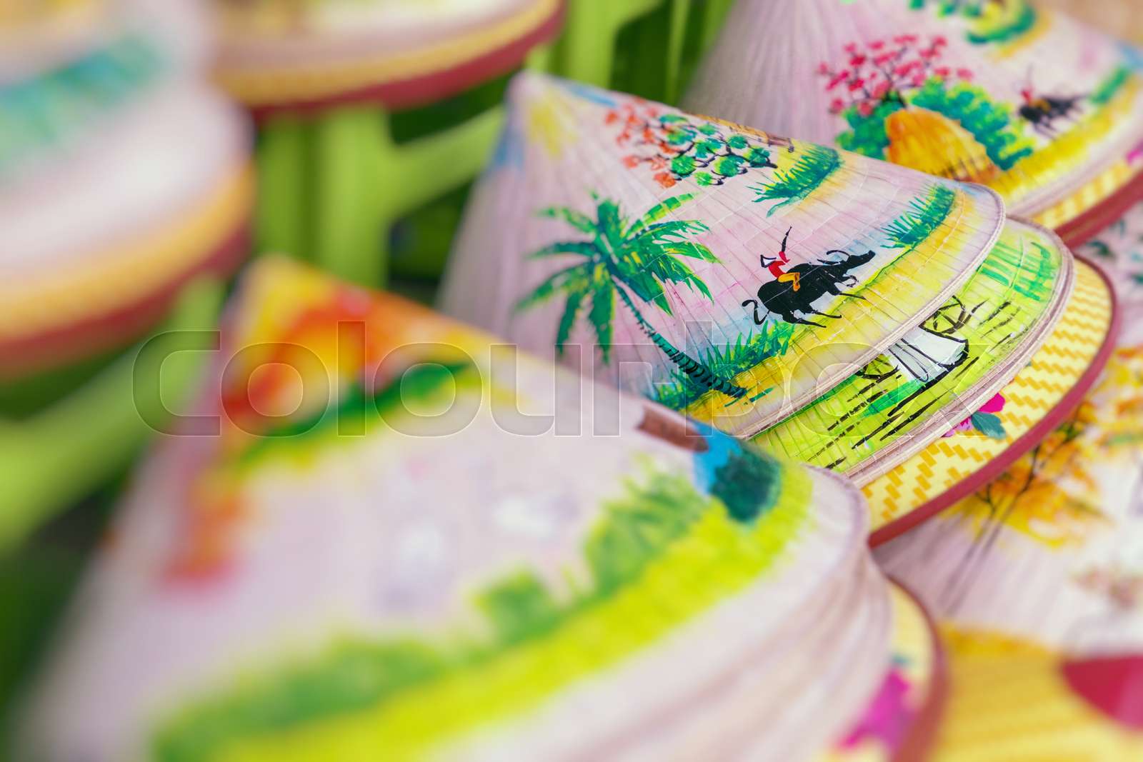 Asian Cone Hat Handicraft. Vietnam Style Cone Hat. Selective Focus ...