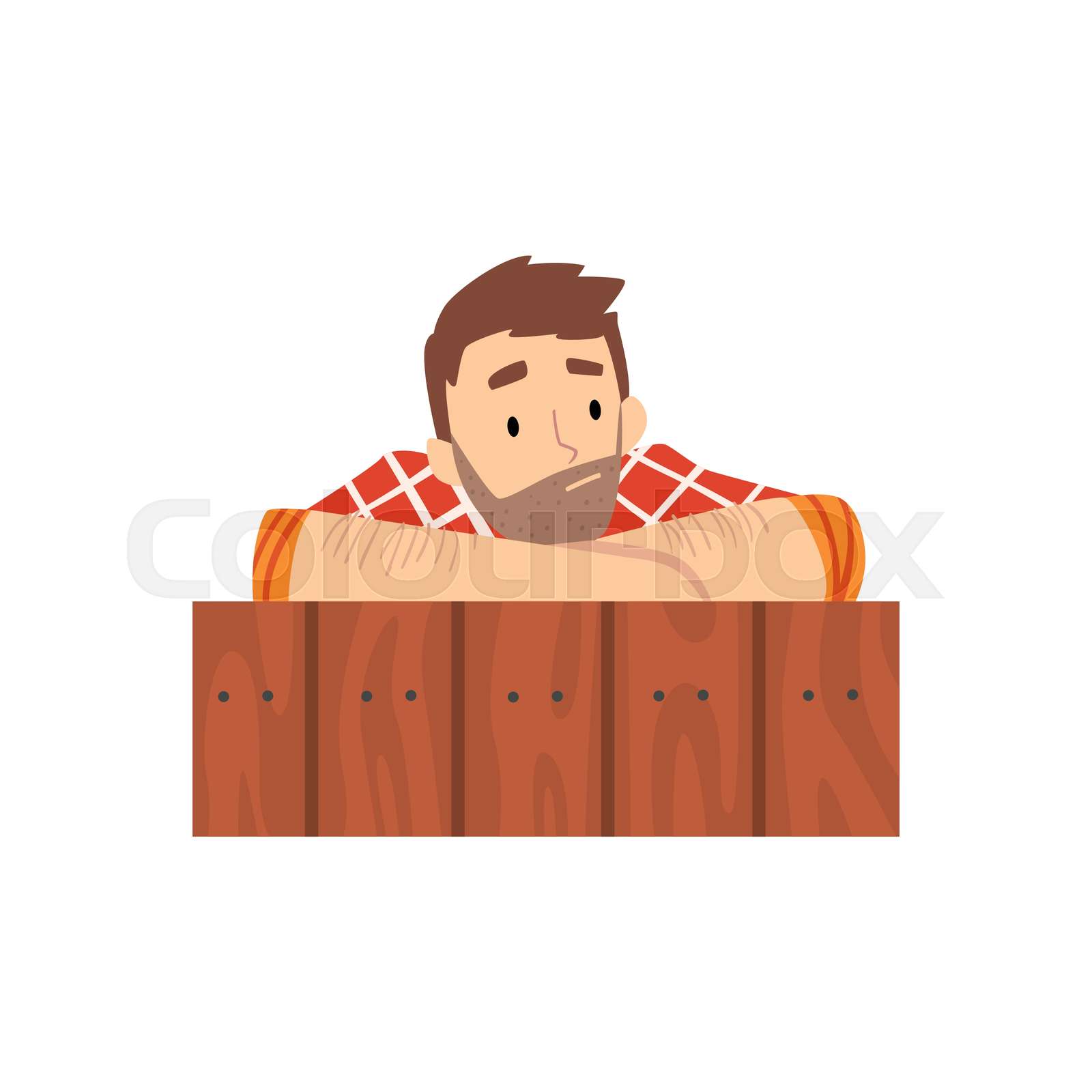 Man Looking Out from Behind Wall Cartoon Vector Illustration | Stock ...