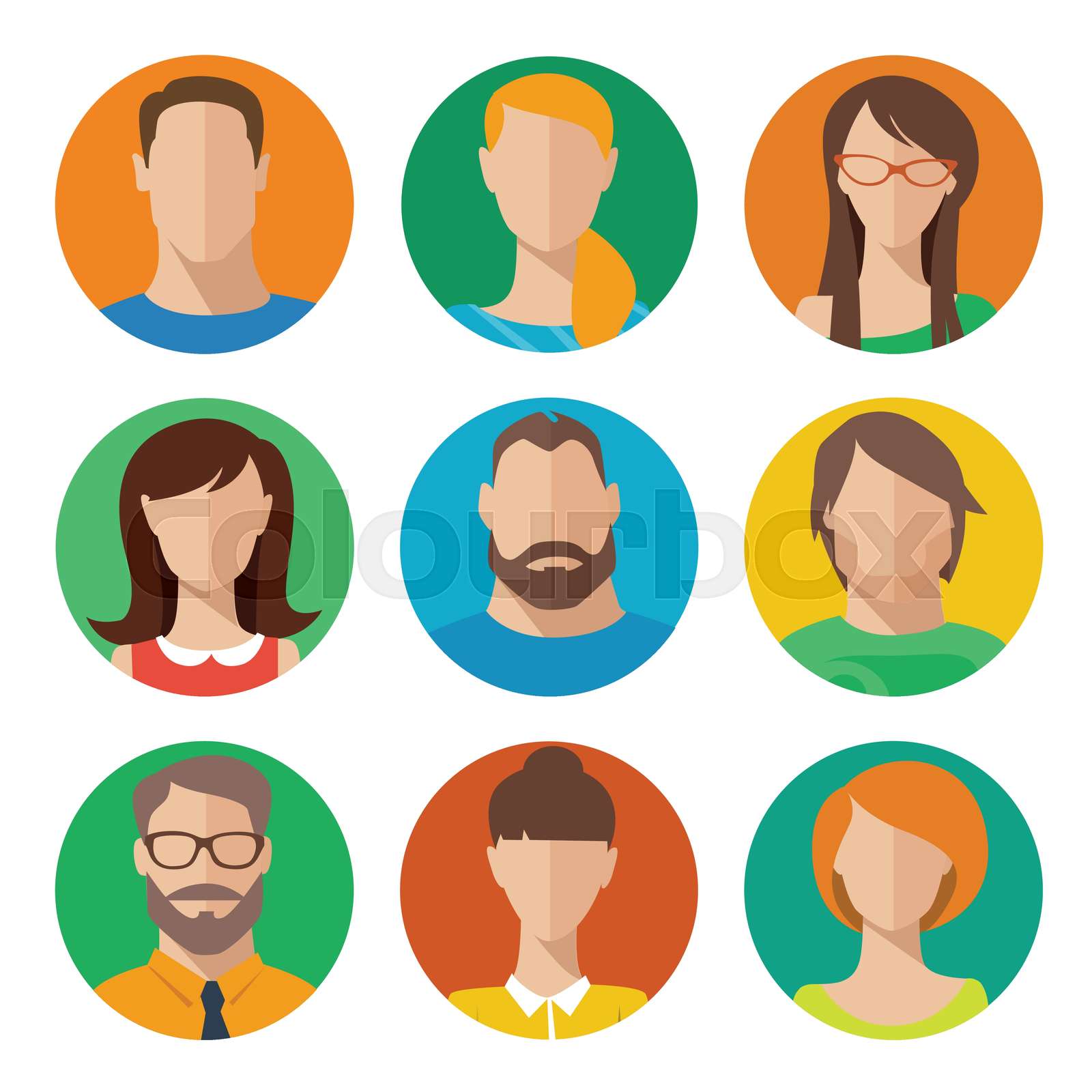 Vector set of flat style male and female avatars | Stock vector | Colourbox