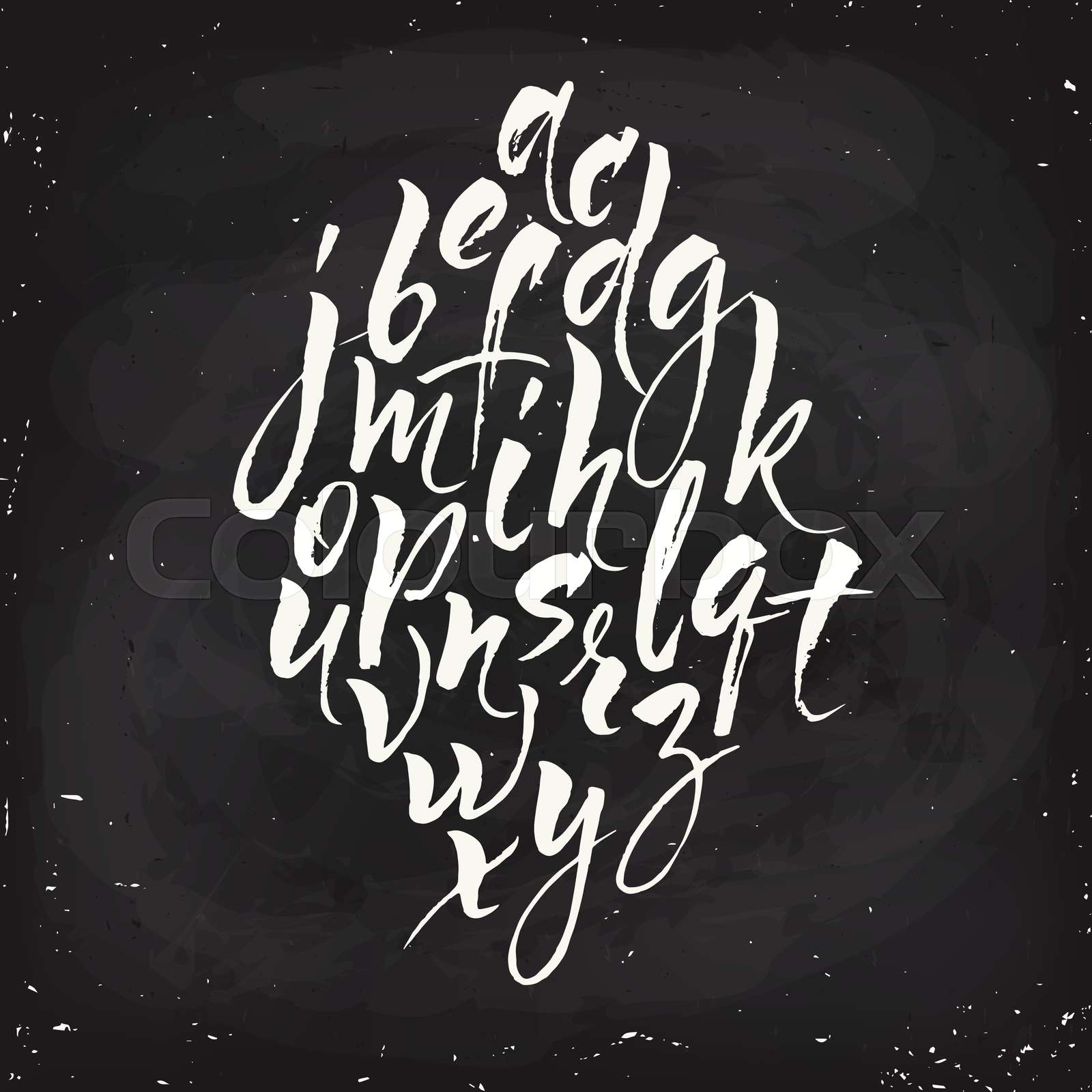 Vector modern calligraphic hand written on blackboard alphabet set ...
