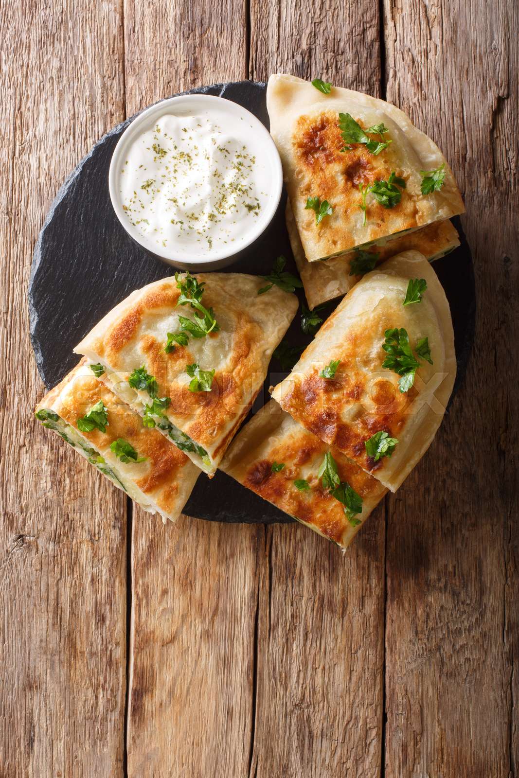Bolani flat-bread from Afghanistan, baked or fried with a vegetable ...
