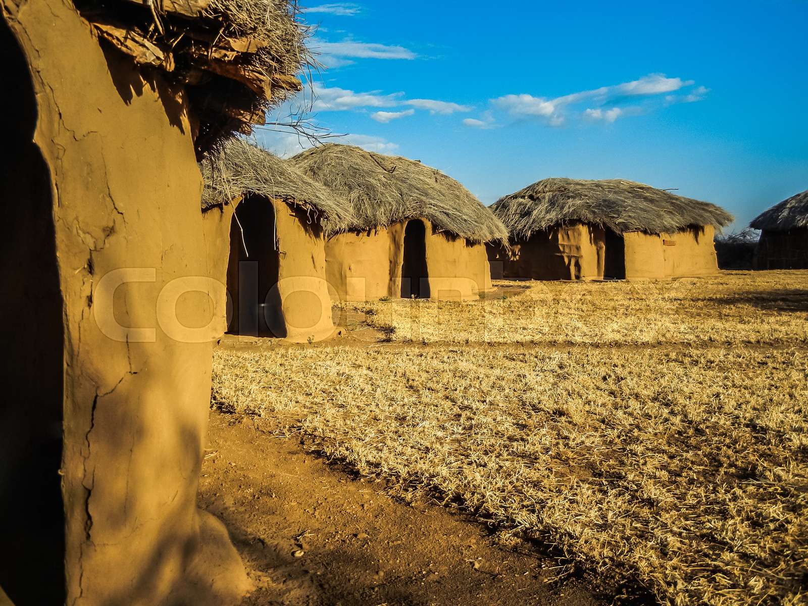 Traditional massai hut made of earth and wood | Stock image | Colourbox
