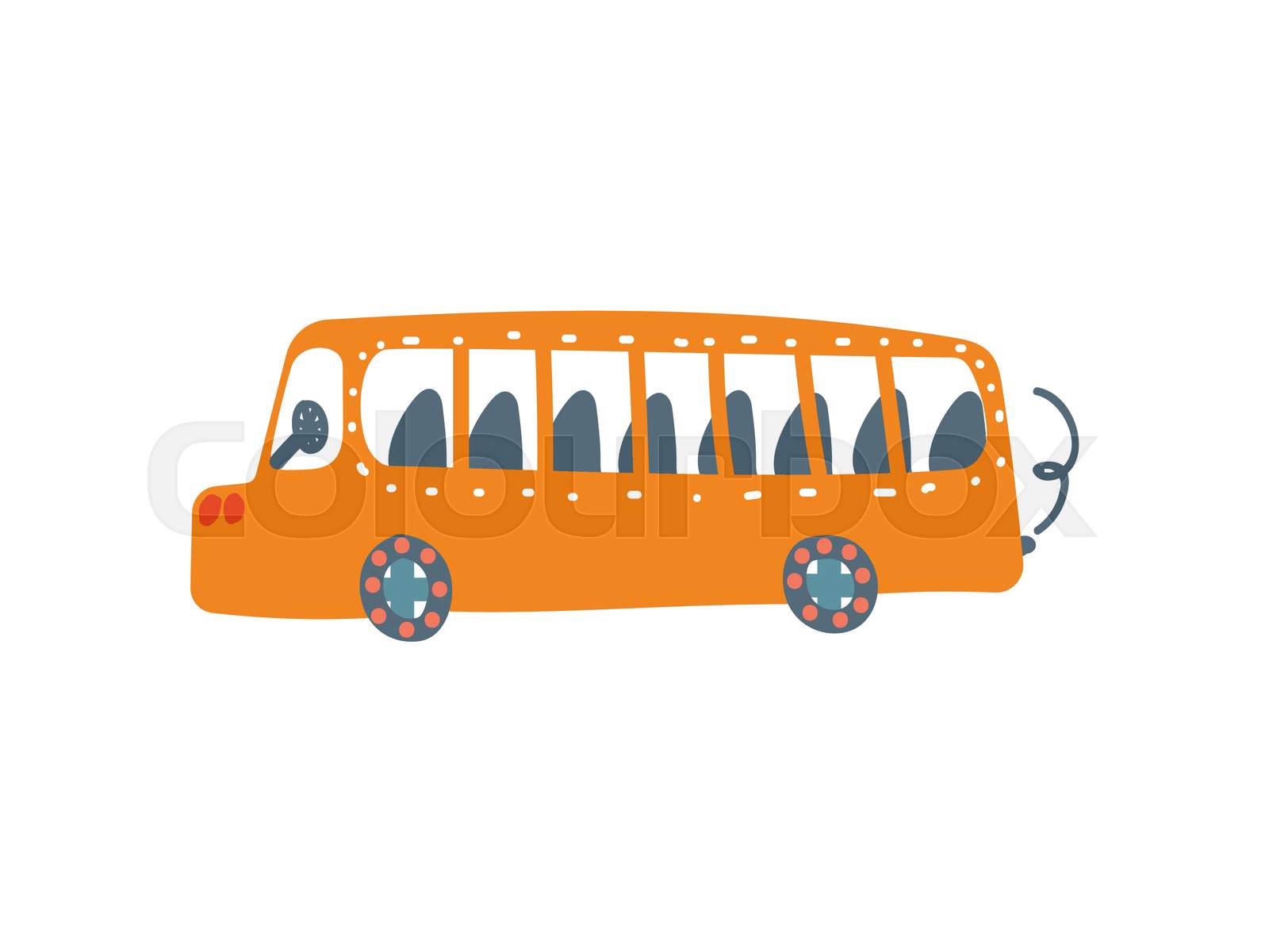 Yellow Bus, Public Transport, Side View, Cartoon Vector Illustration ...