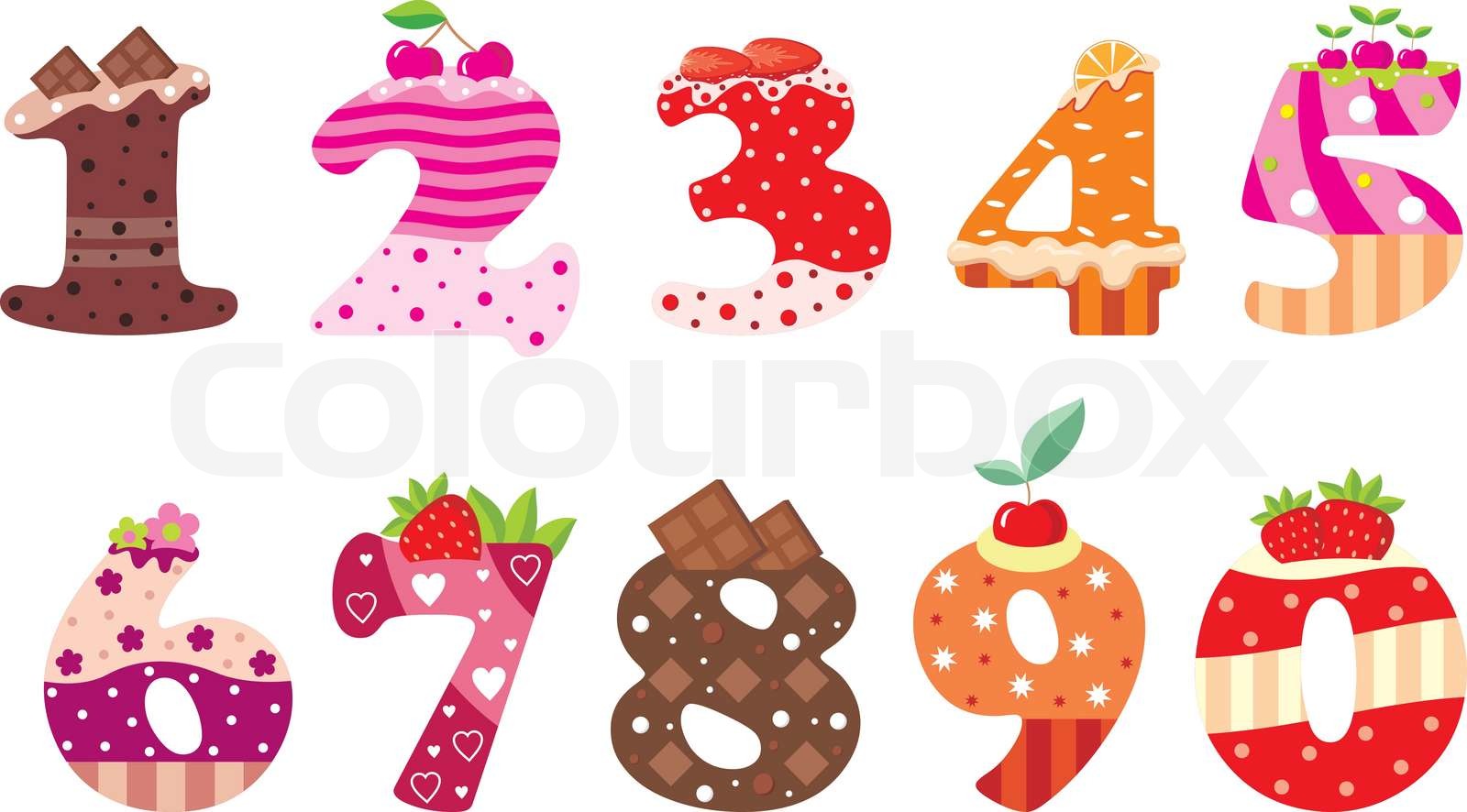 Sweet numbers | Stock vector | Colourbox