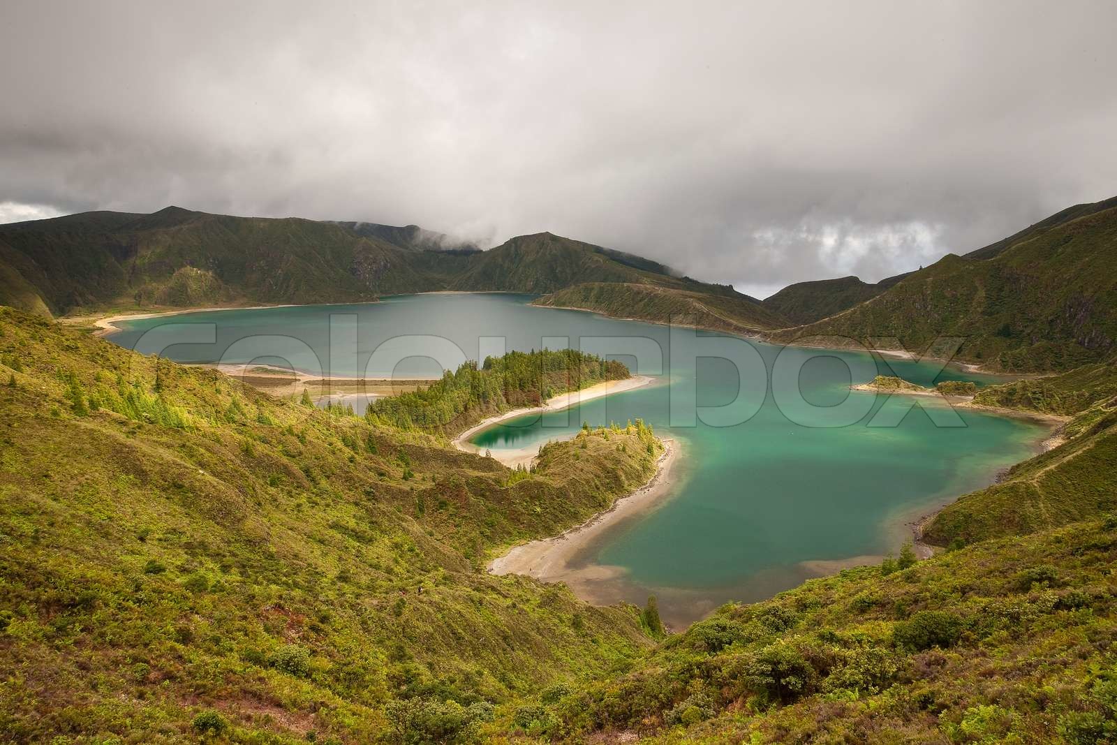 Caldera - lakes on the san Miguel Island , Azores, Portugal | Stock ...
