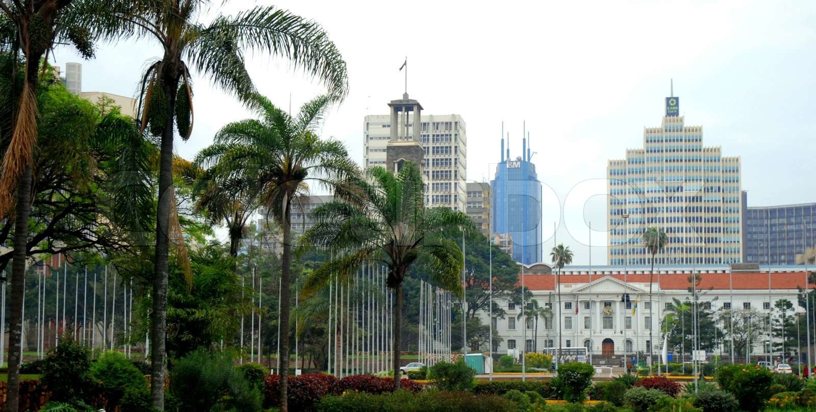 Architecture and Palm Trees in Downtown Nairobi Kenya | Stock image ...
