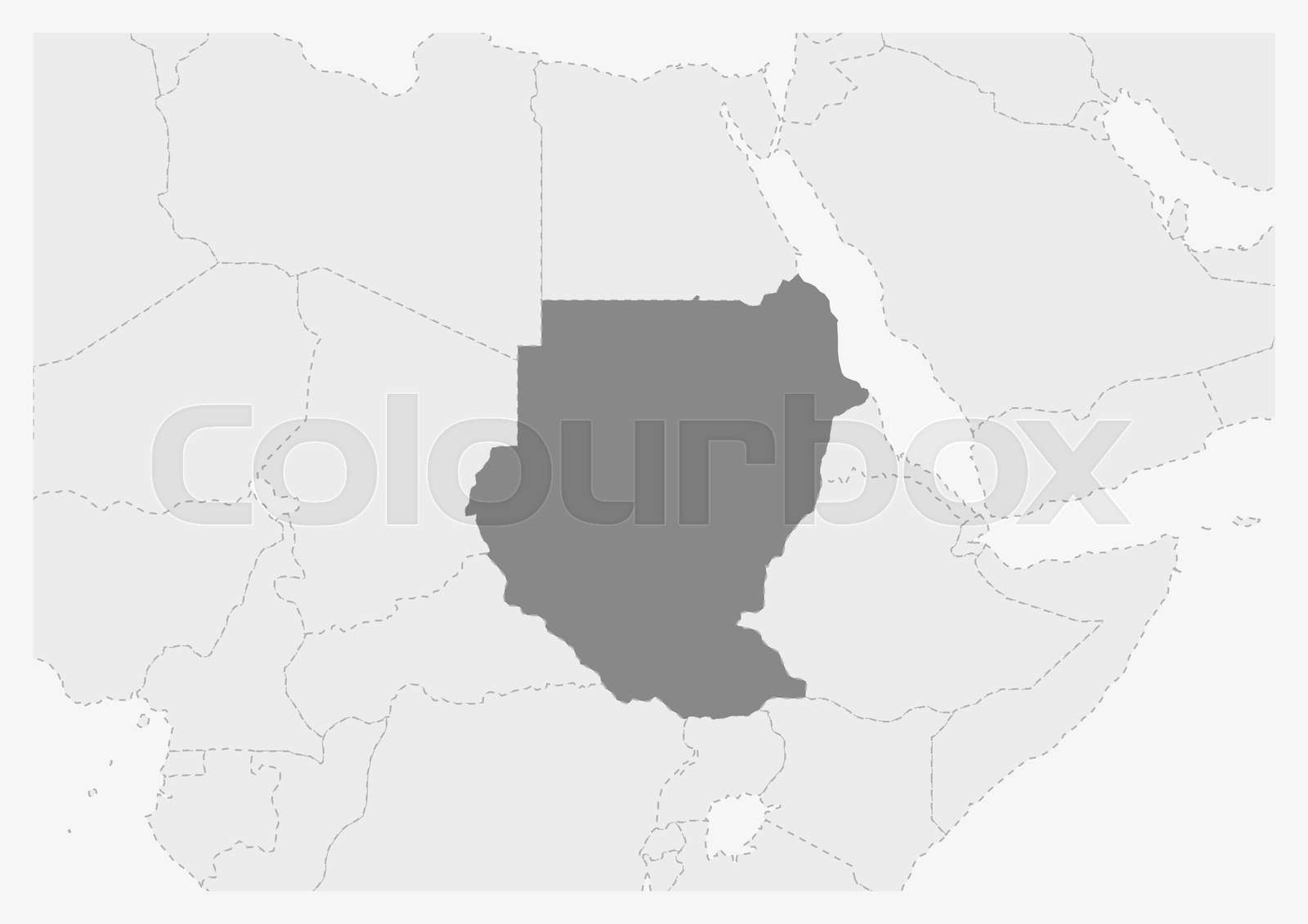 Map of Africa with highlighted Sudan map | Stock vector | Colourbox