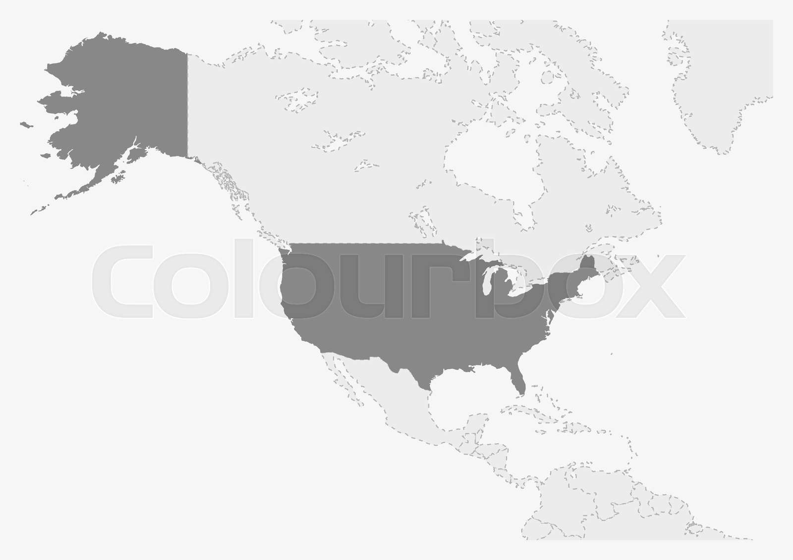 Map of America with highlighted USA map | Stock vector | Colourbox