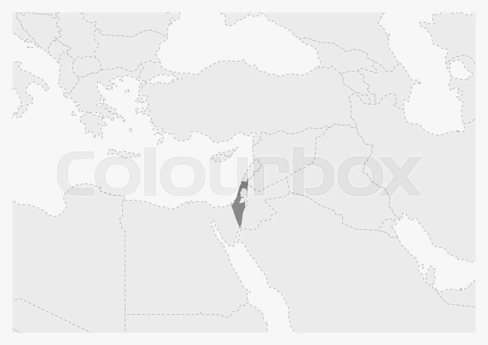 Map of Middle East with highlighted Israel map | Stock vector | Colourbox