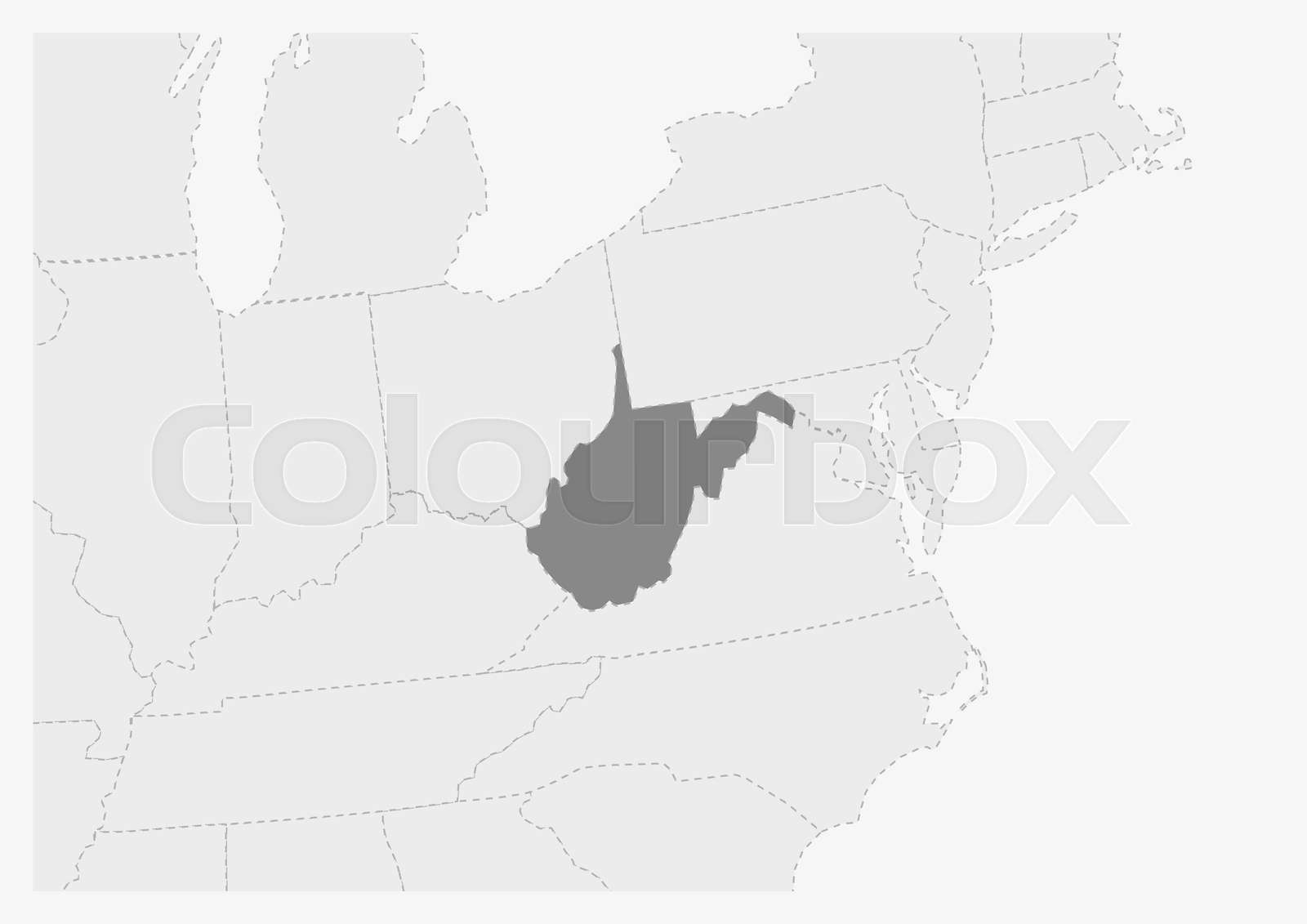 Map of USA with highlighted West Virginia state map | Stock vector ...