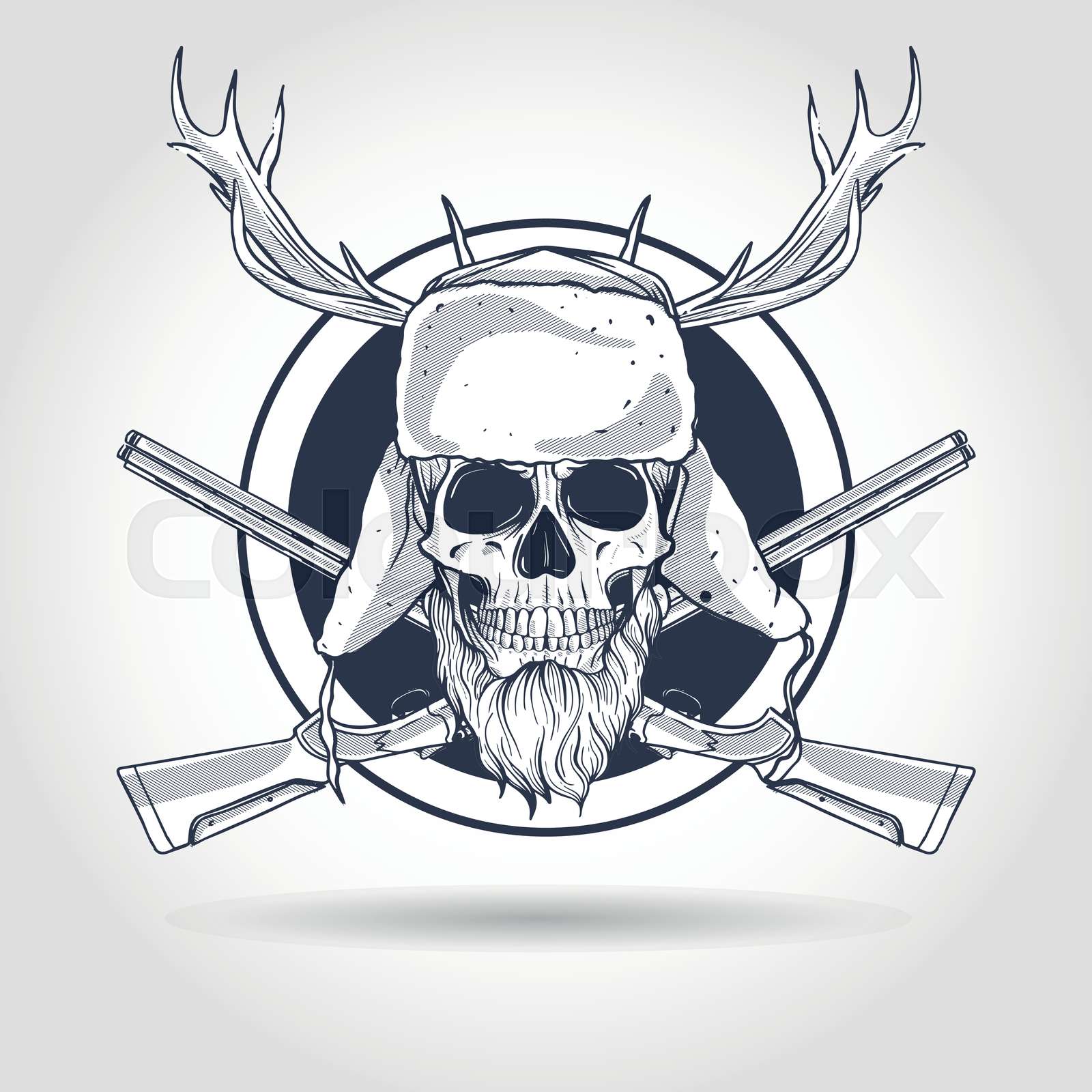 Hand drawn hunter skull | Stock vector | Colourbox
