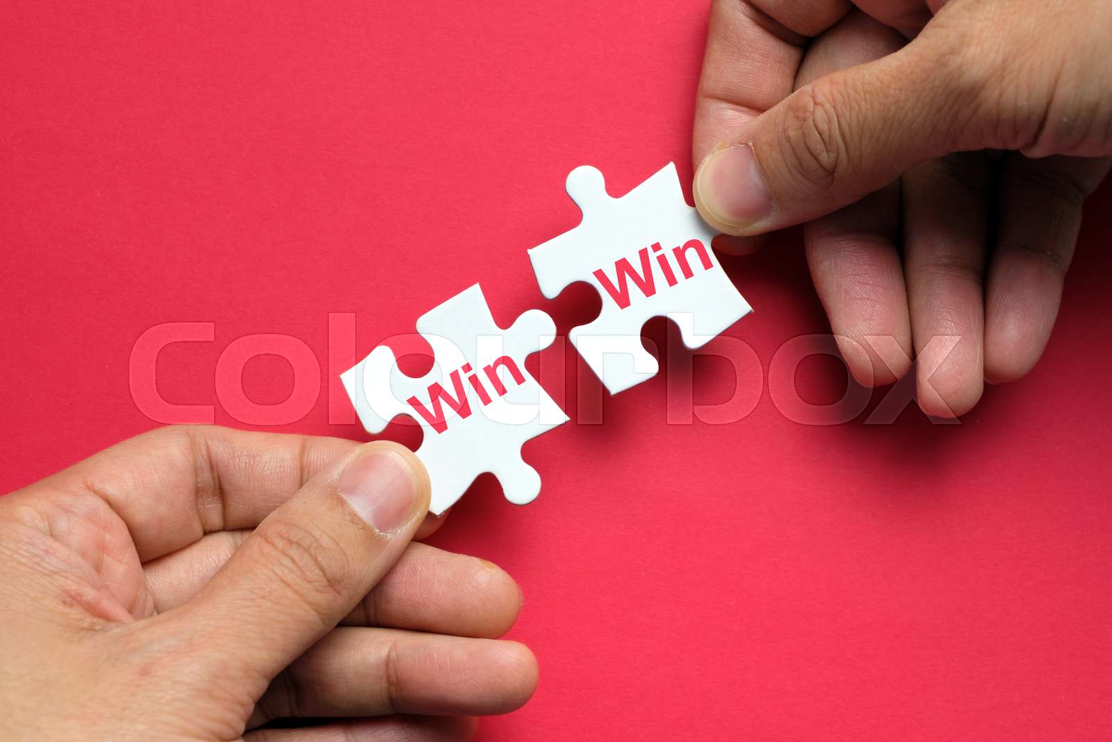 Win win situation on white puzzle | Stock image | Colourbox
