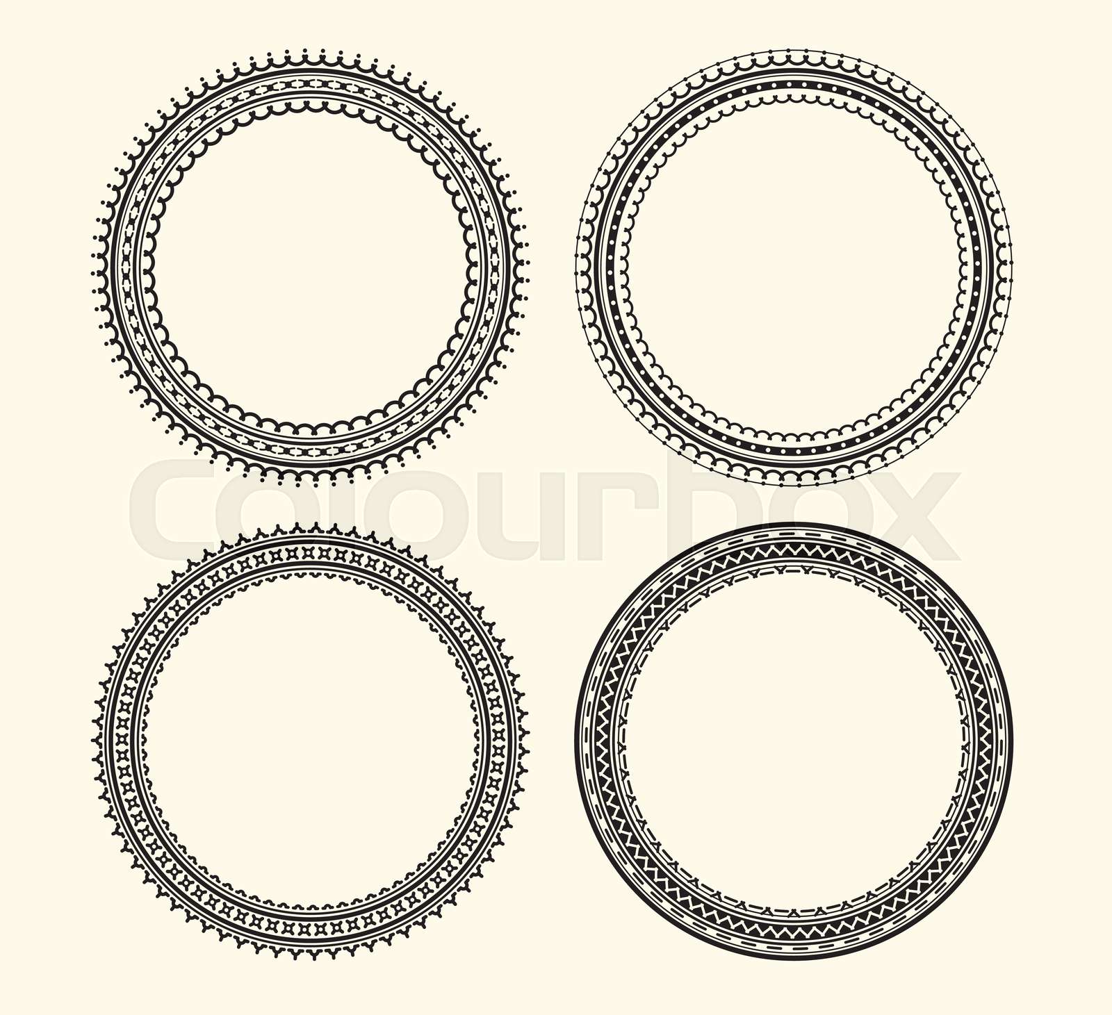 Set of 4 decorative black round frames for your design. | Stock vector ...