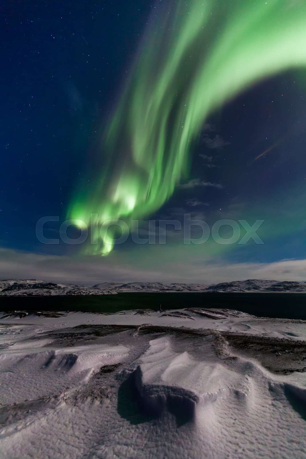 Northern Lights on the shore of the Arctic Ocean | Stock image | Colourbox
