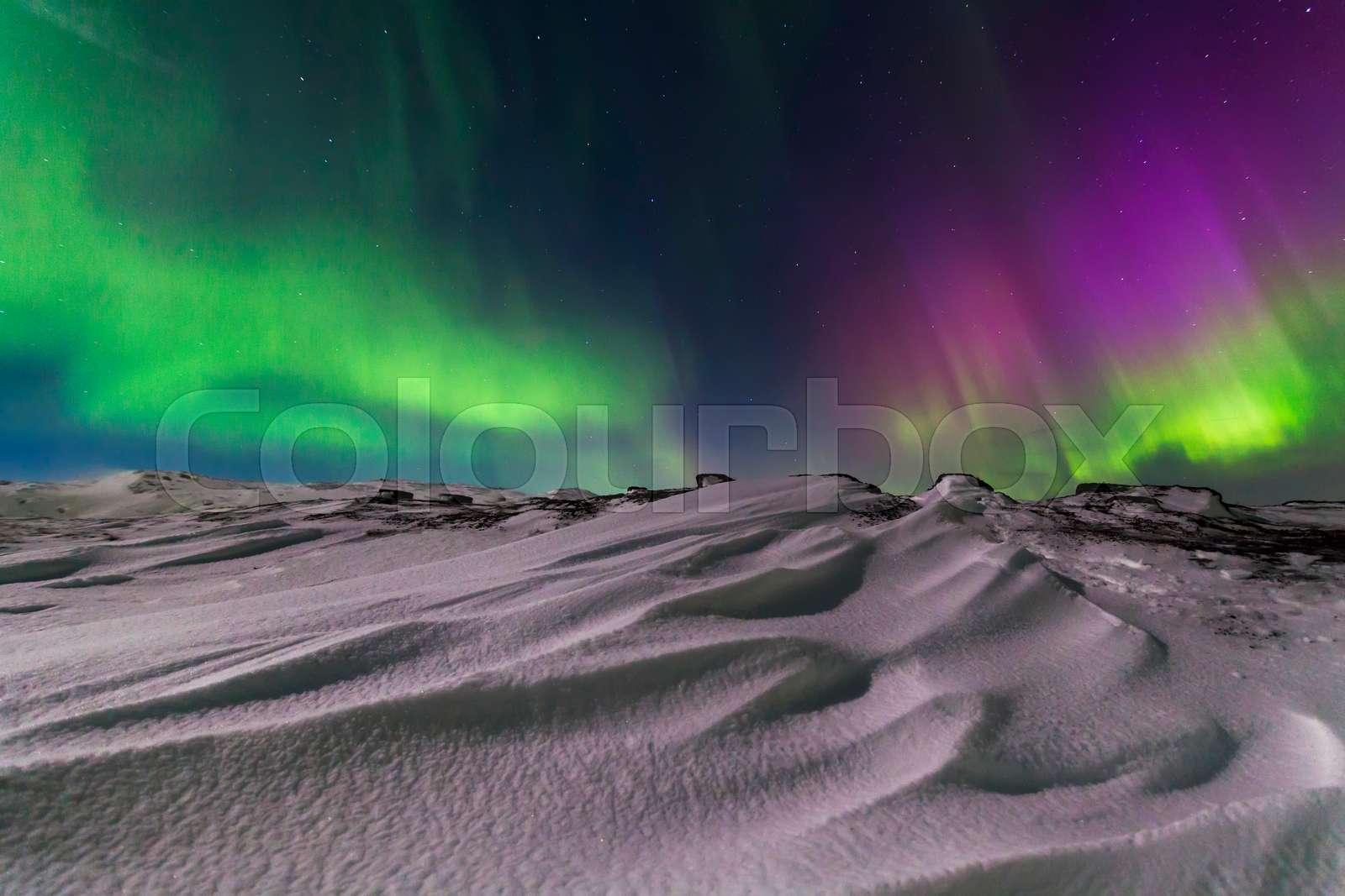Northern Lights on the shore of the Arctic Ocean | Stock image | Colourbox