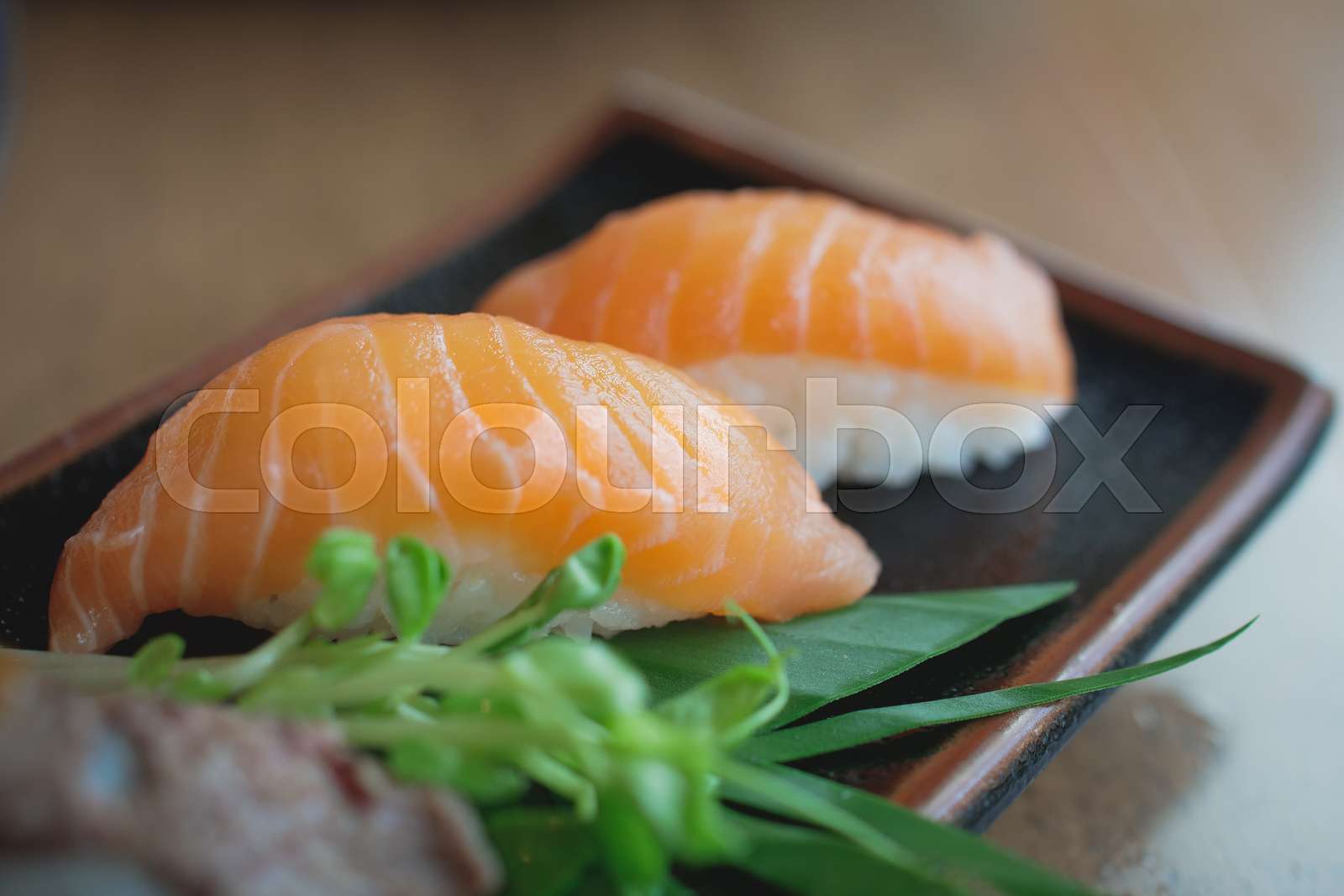 Japanese food : Shushi on the dish | Stock image | Colourbox