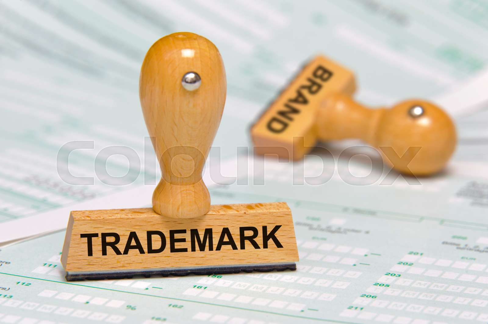 trademark and brand printed on rubber stamp | Stock image | Colourbox