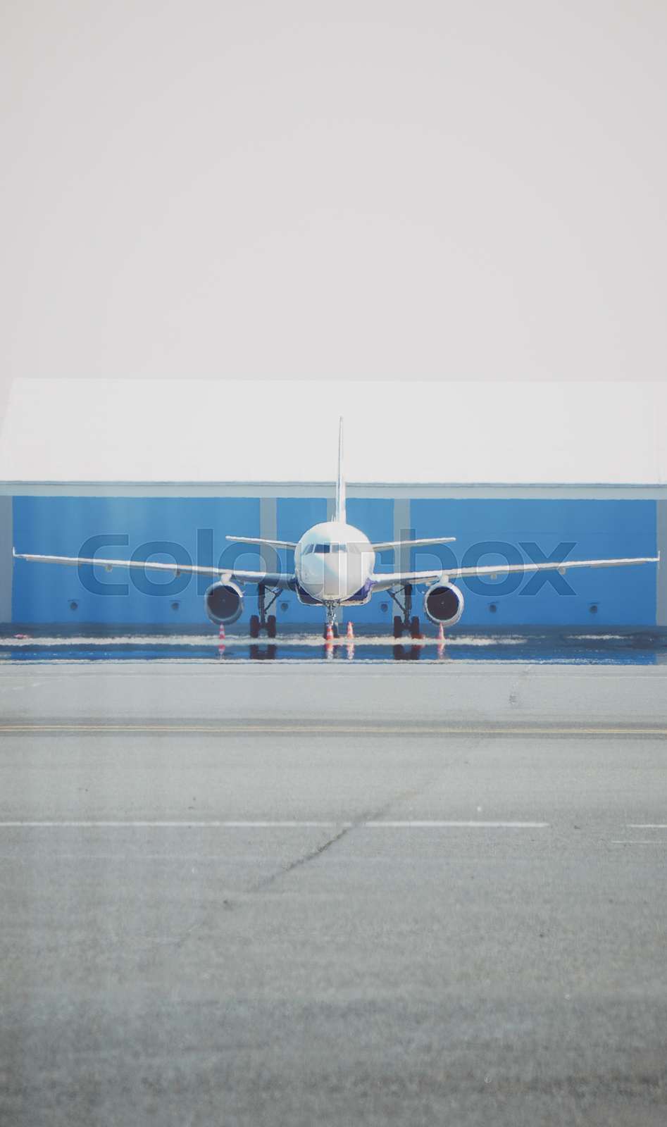 Passenger plane is preparing to take off in airport. | Stock image ...