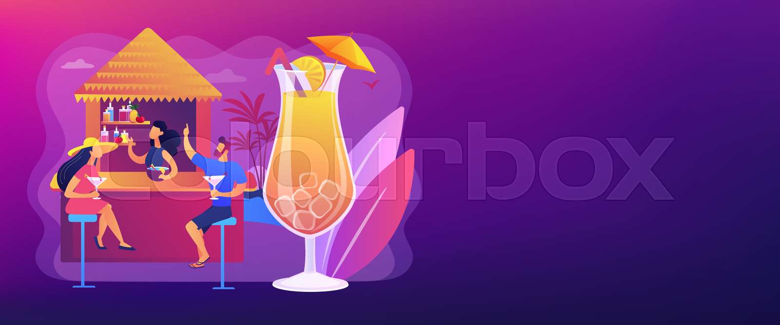 Beach bar concept banner header. | Stock vector | Colourbox