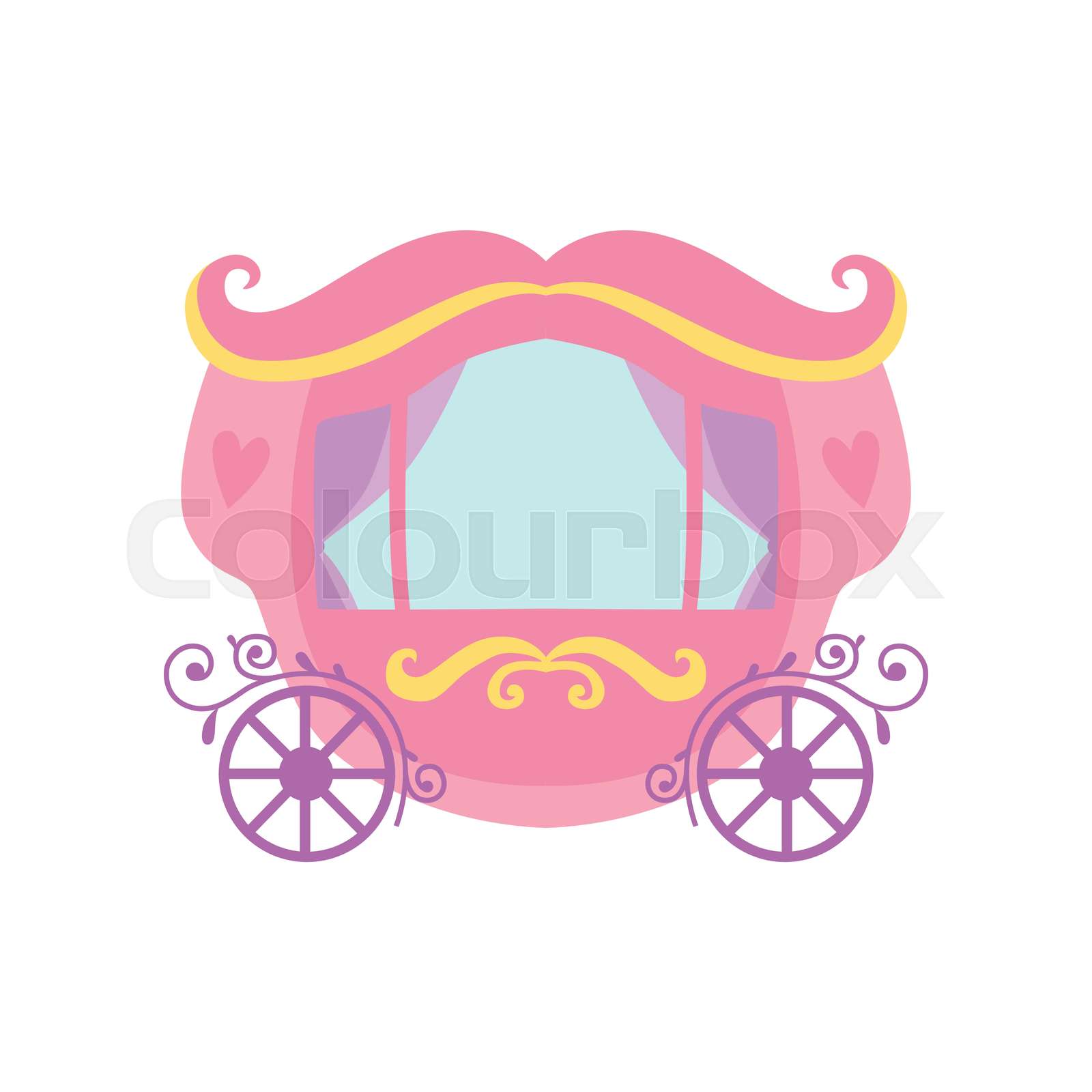Cute Pink Princess Fairytale Carriage Cartoon Vector Illustration ...