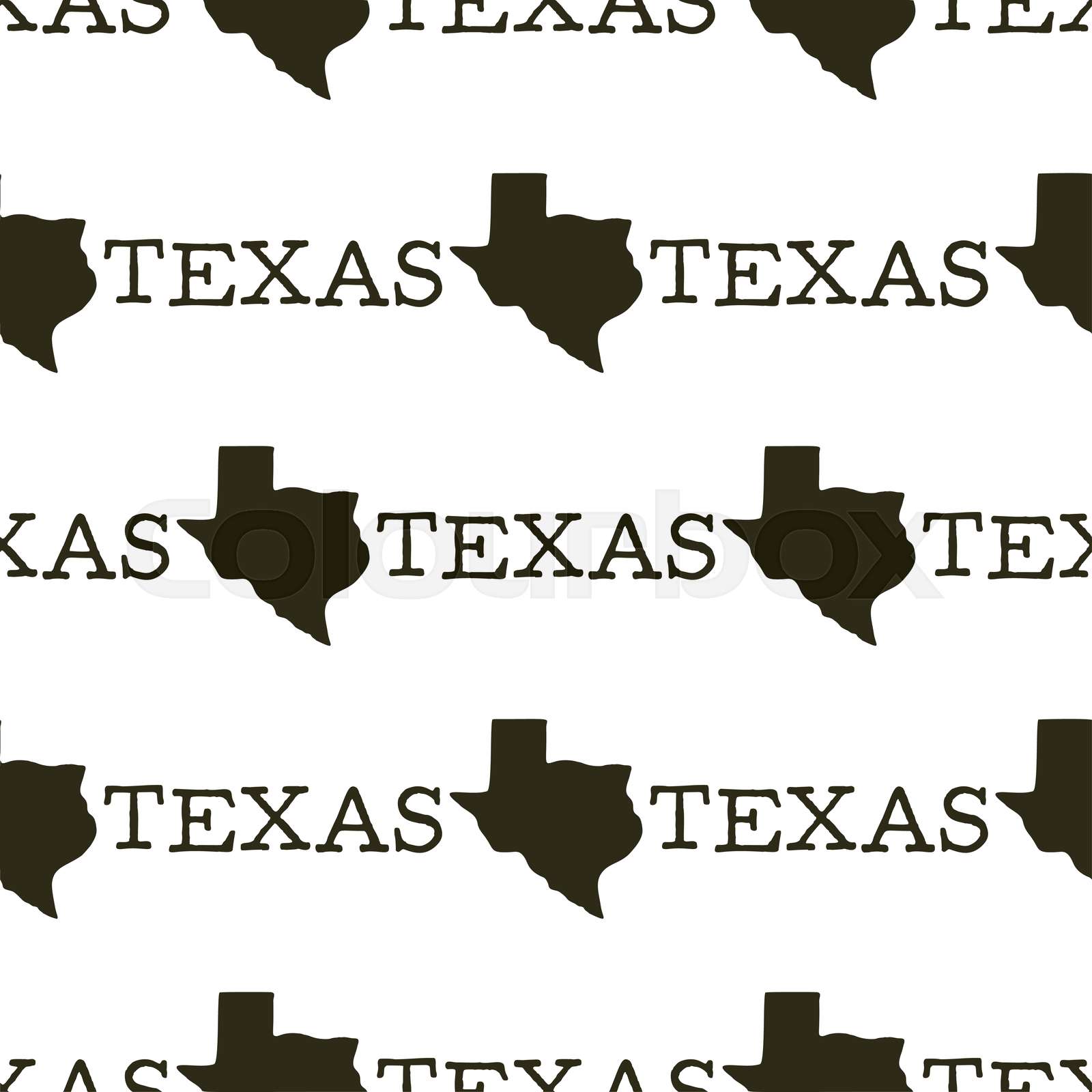 Texas pattern with silhouette texas shapes and text. Vintage hand drawn ...