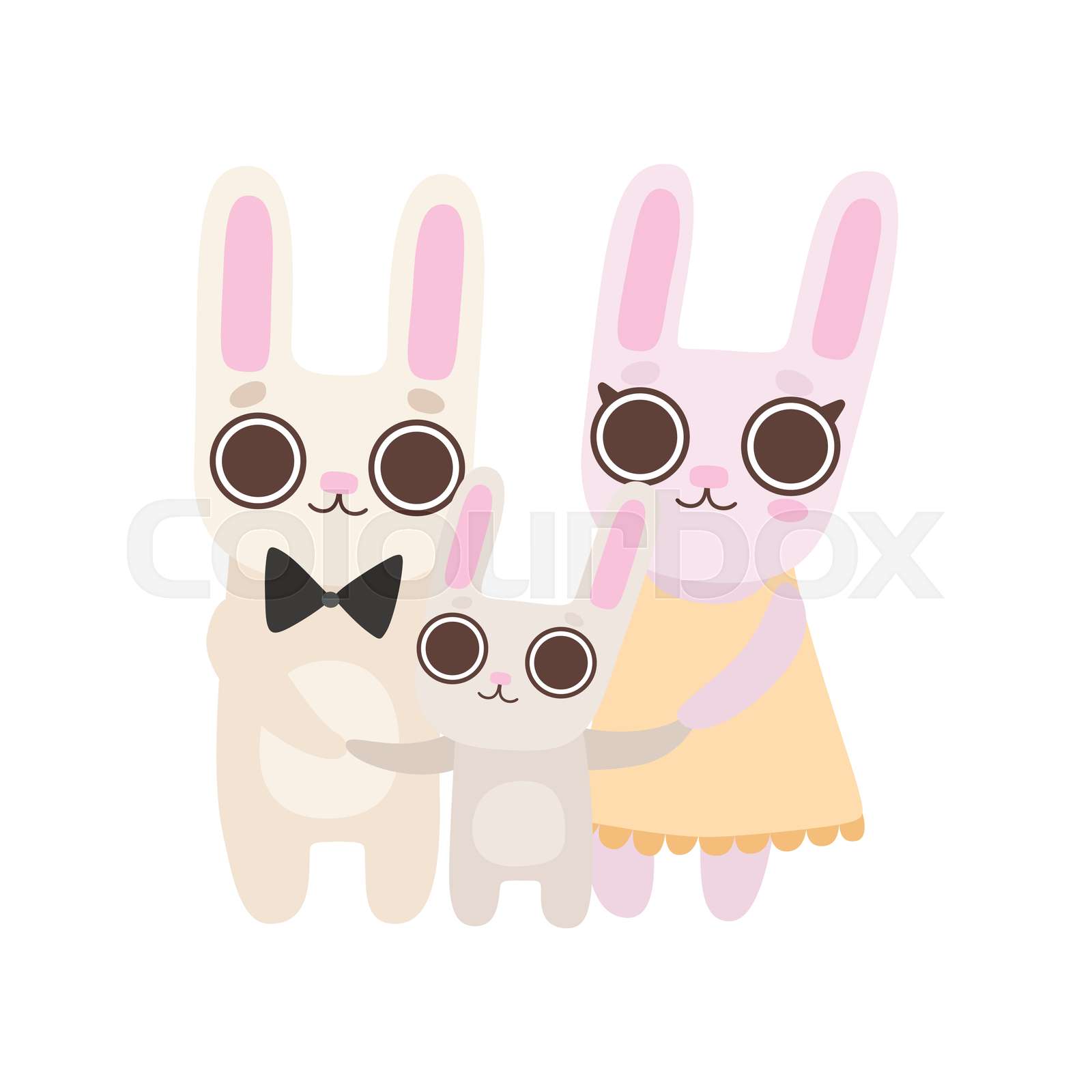 Happy Family of Bunnies, Father, Mother and Baby Rabbits Posing ...